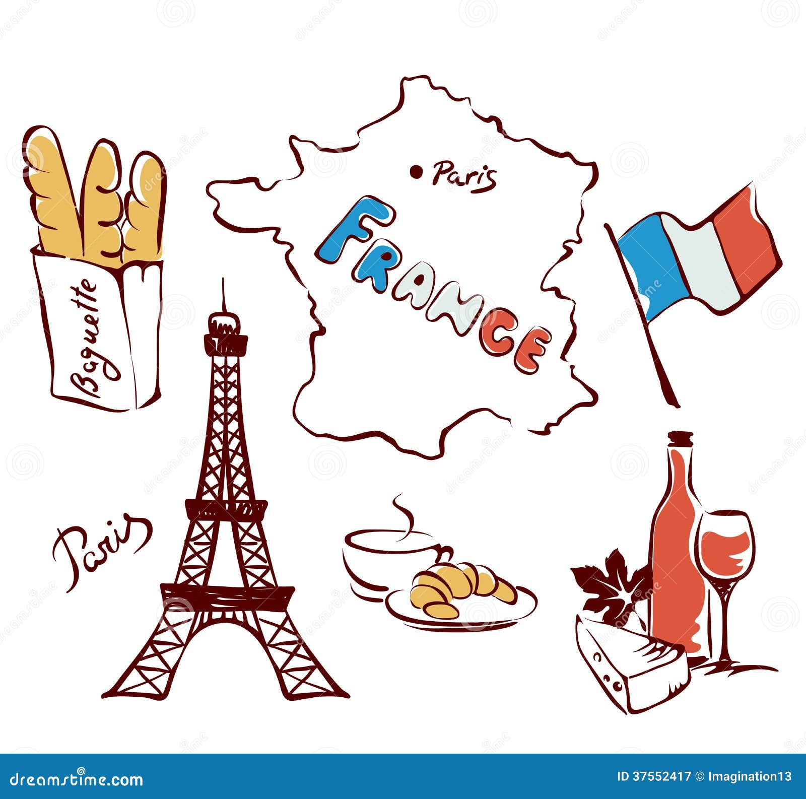 Set Of Images - France Royalty Free Stock Photography - Image: 37552417