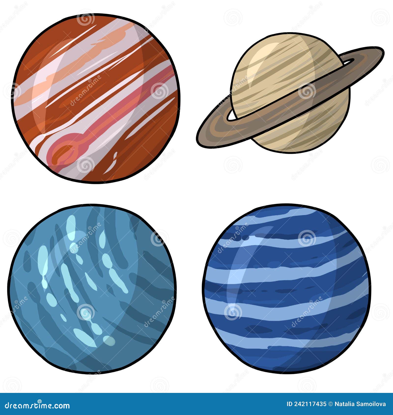 A Set of Images with the Planets of the Solar System, Four Planets of ...