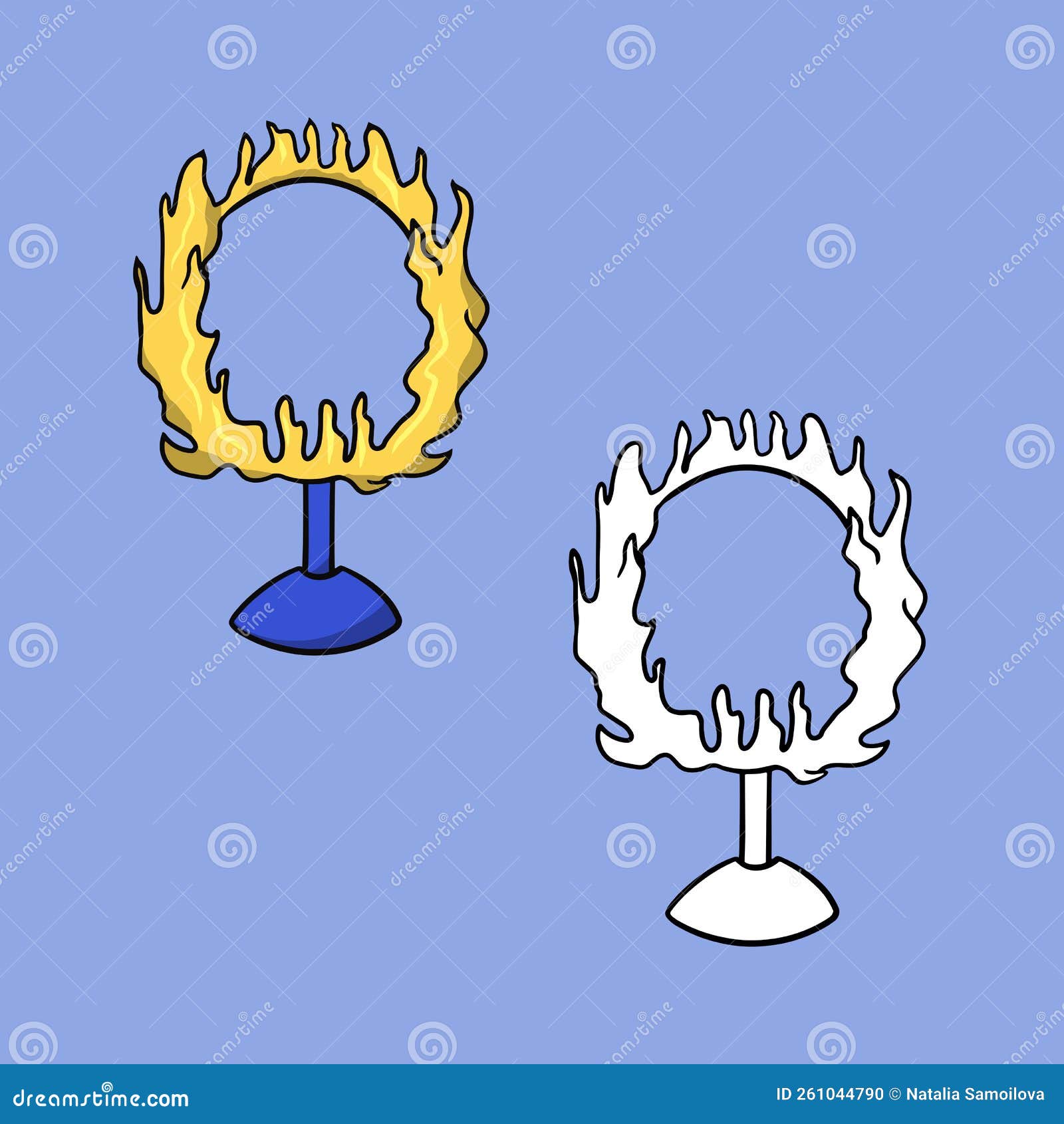 A Set of Images. Ring on a Stand, Fire Ring for Performing Circus ...