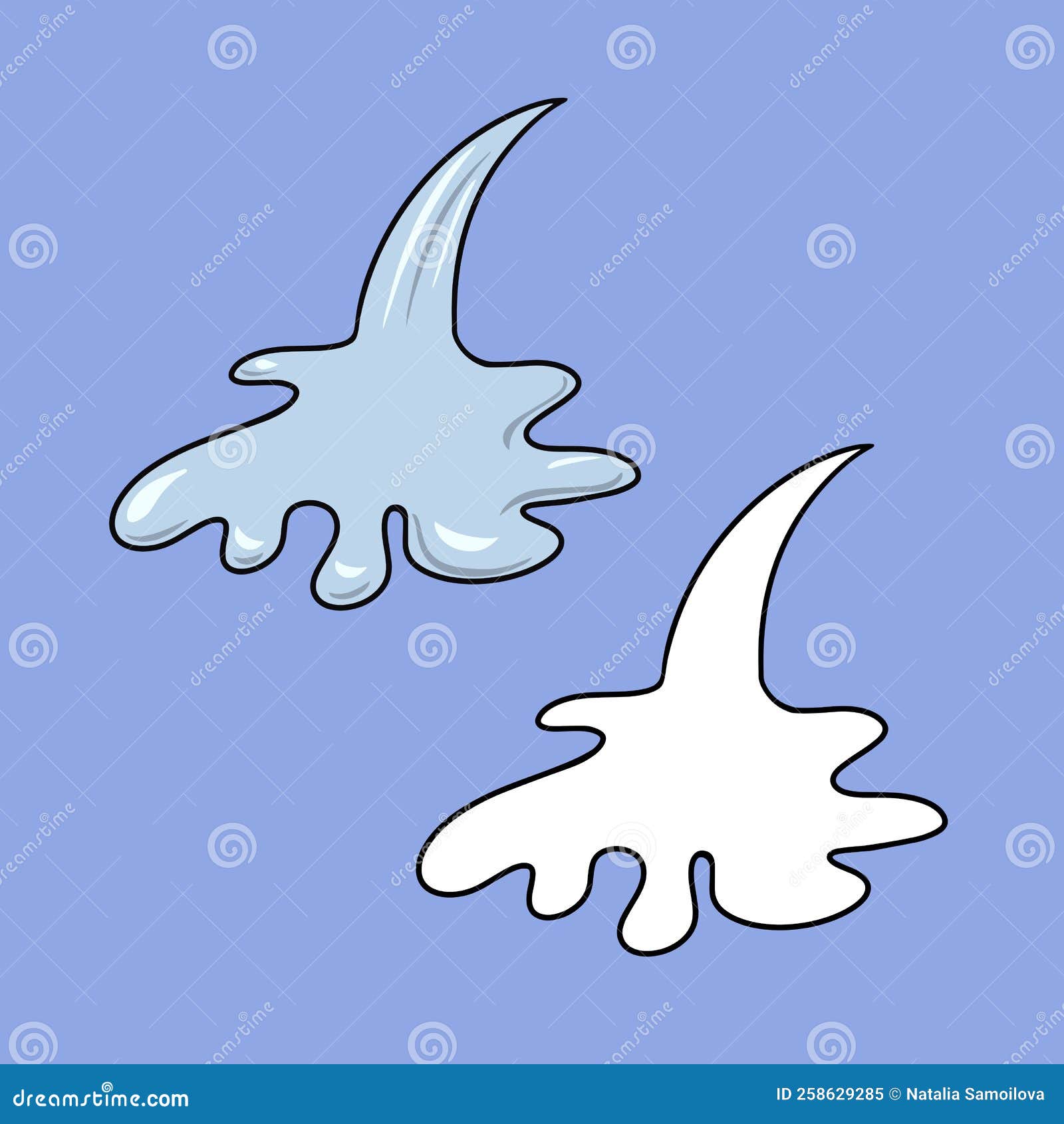 A Set of Images, Water Flows, Water Splashes in Cartoon Style, Vector ...