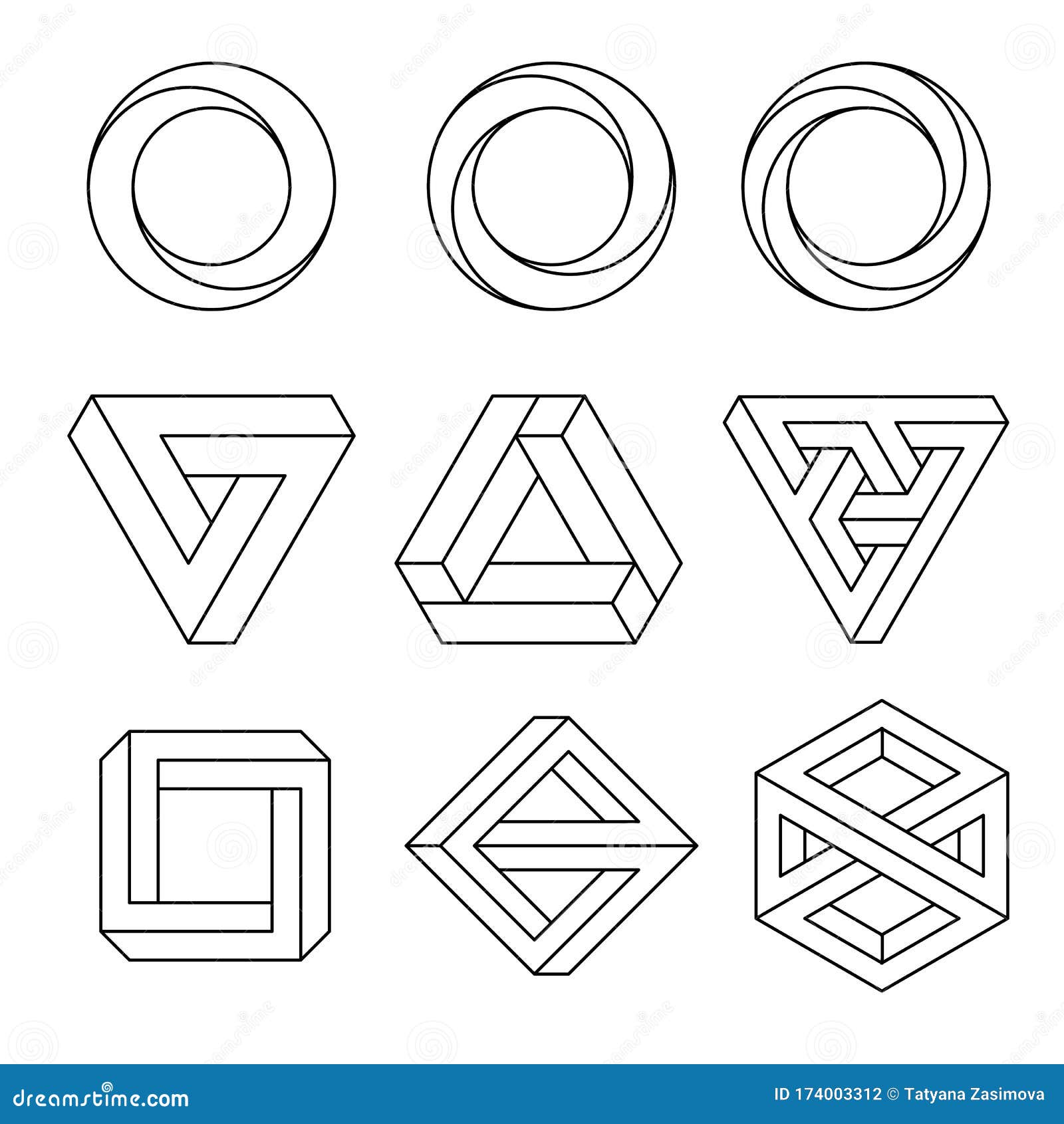 Set of Impossible Shapes, Vector, Line Design. Stock Vector ... Set of Impossible Shapes, Vector, Line Design. Stock Vector ...