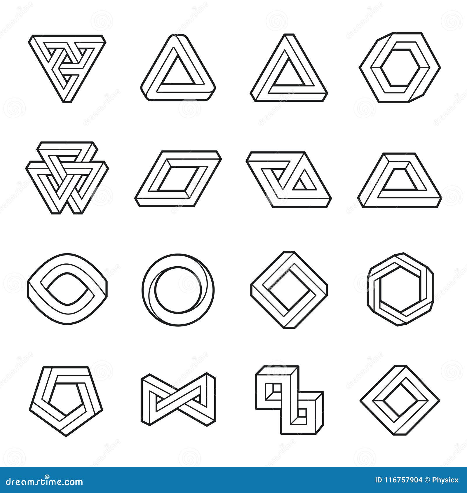 Set of Impossible Shapes. Web Design Elements. Optical Illusion Stock ... Set of Impossible Shapes. Web Design Elements. Optical Illusion Stock ...