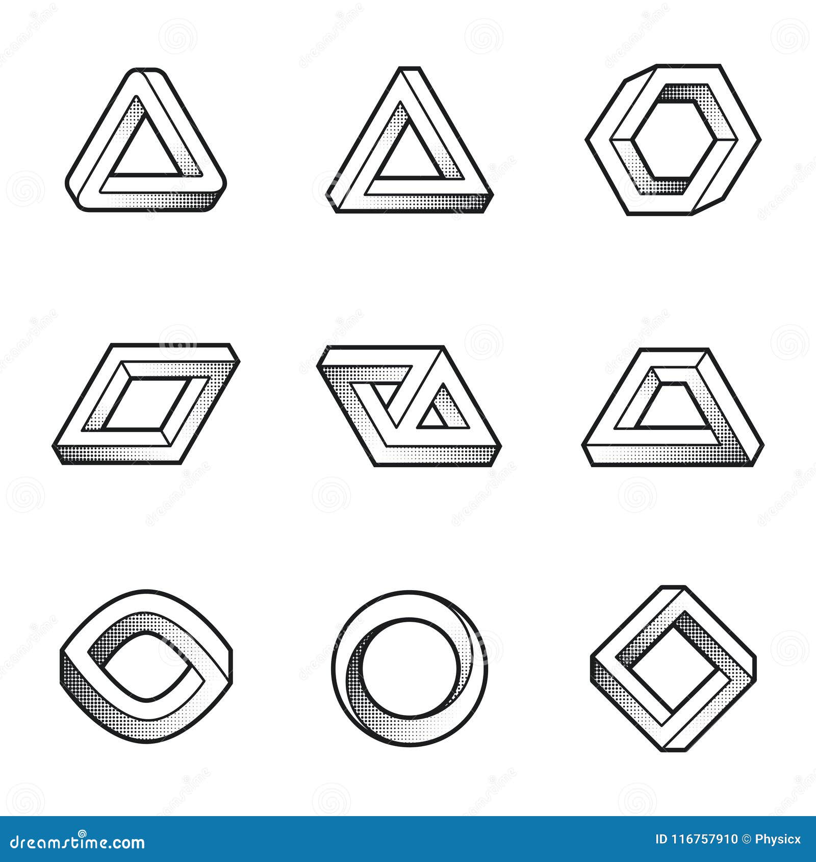Set of Impossible Shapes. Web Design Elements. Optical Illusion Stock ... Set of Impossible Shapes. Web Design Elements. Optical Illusion Stock ...