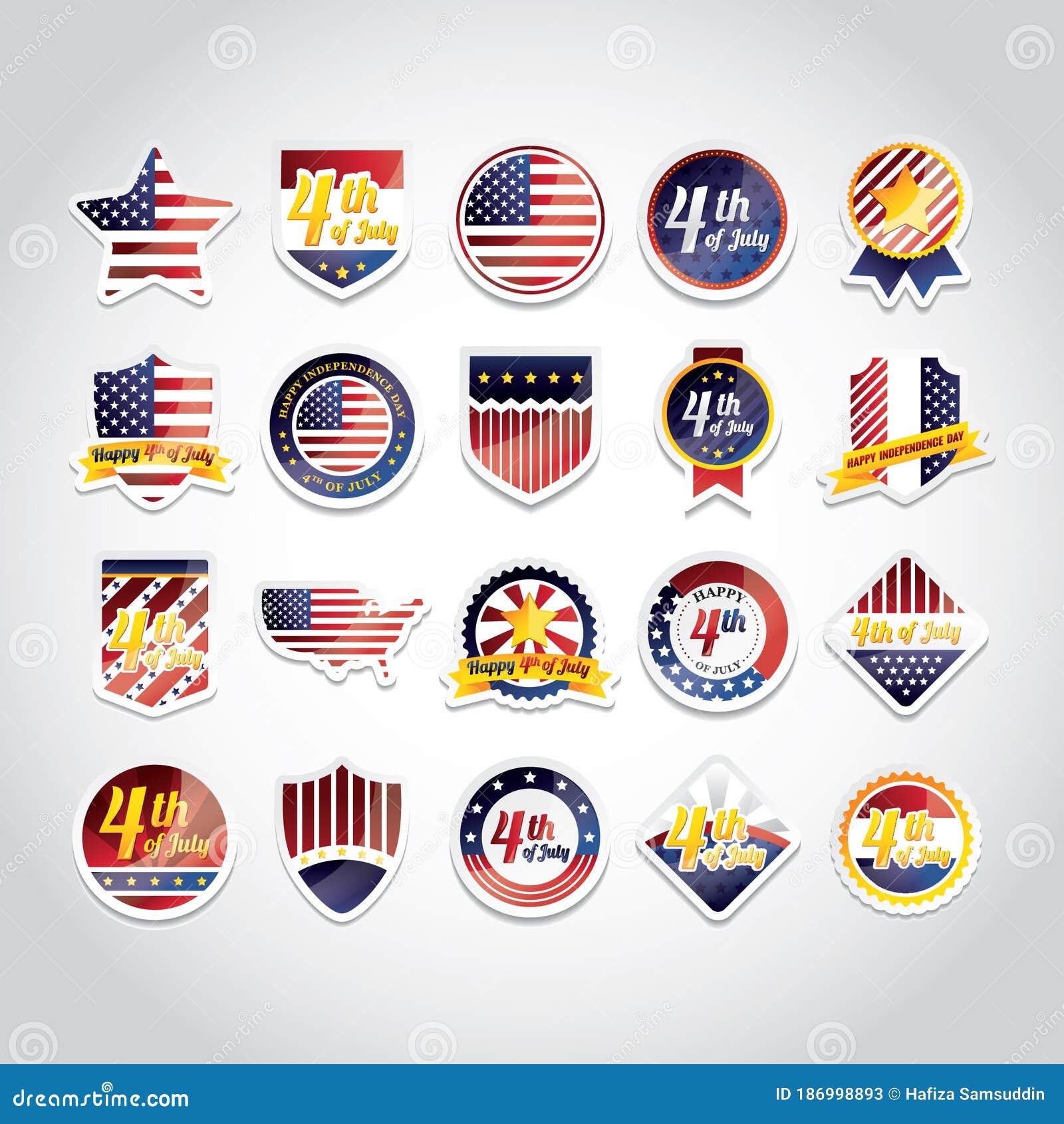 Set of Independence Day Badges. Vector Illustration Decorative Design ...