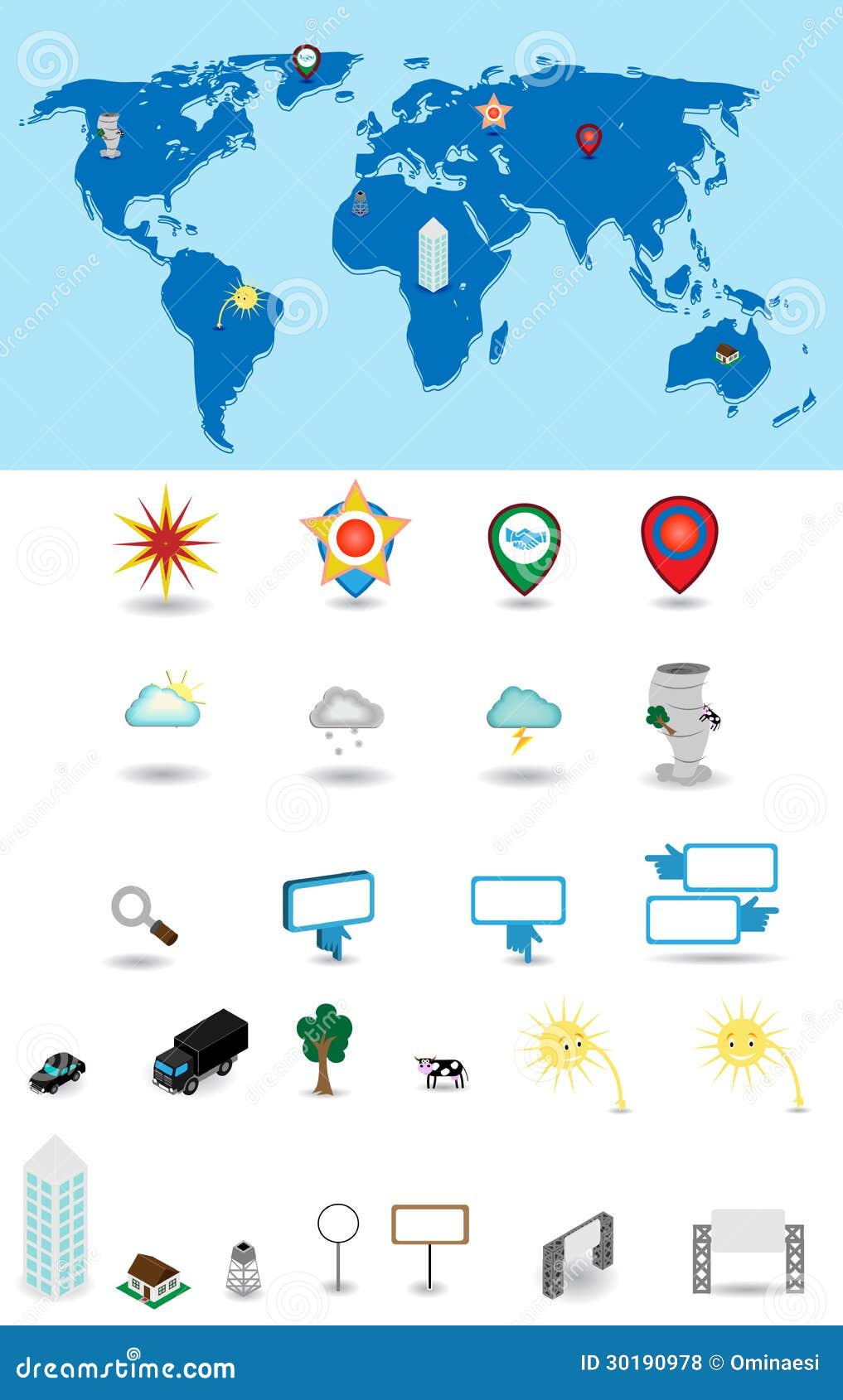 Tags for a map stock vector. Illustration of subjects - 30190978