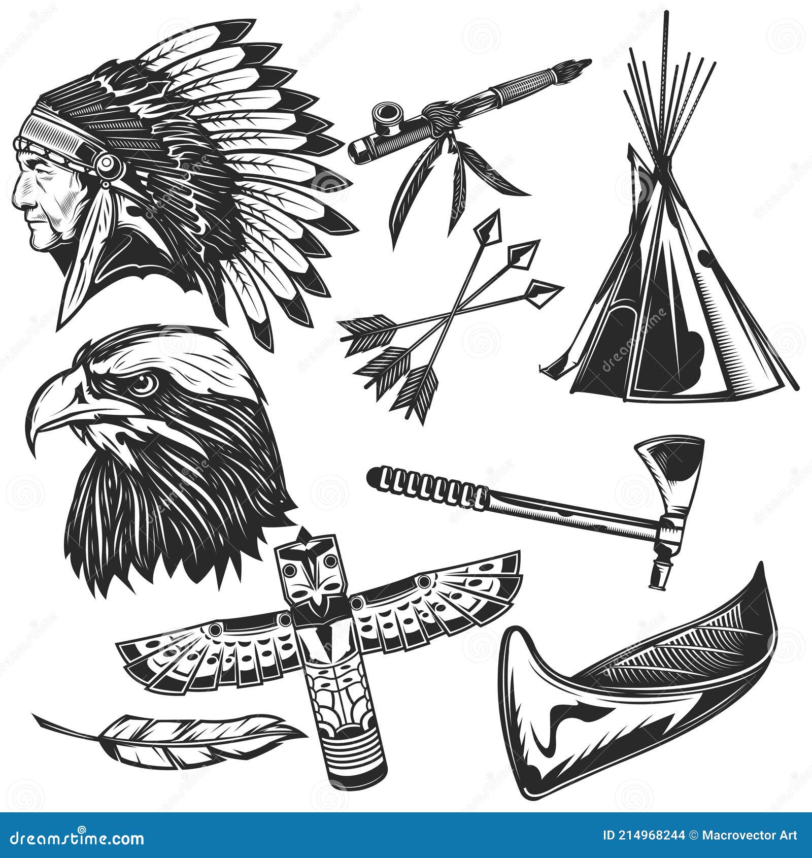 Set of Indian Elements for Creating Your Own Badges, Logos, Labels ...