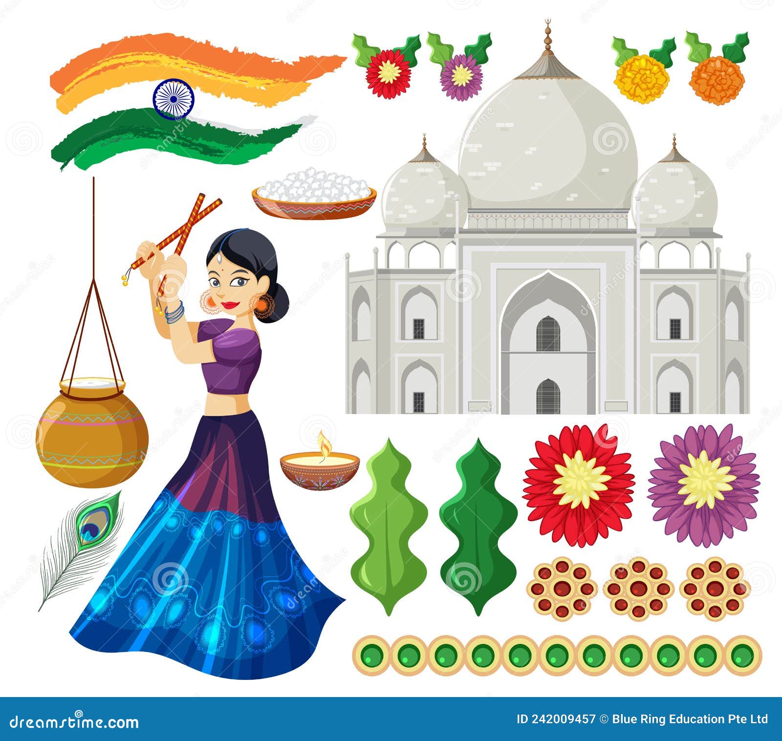Set of Indian elements stock vector. Illustration of mosque - 242009457