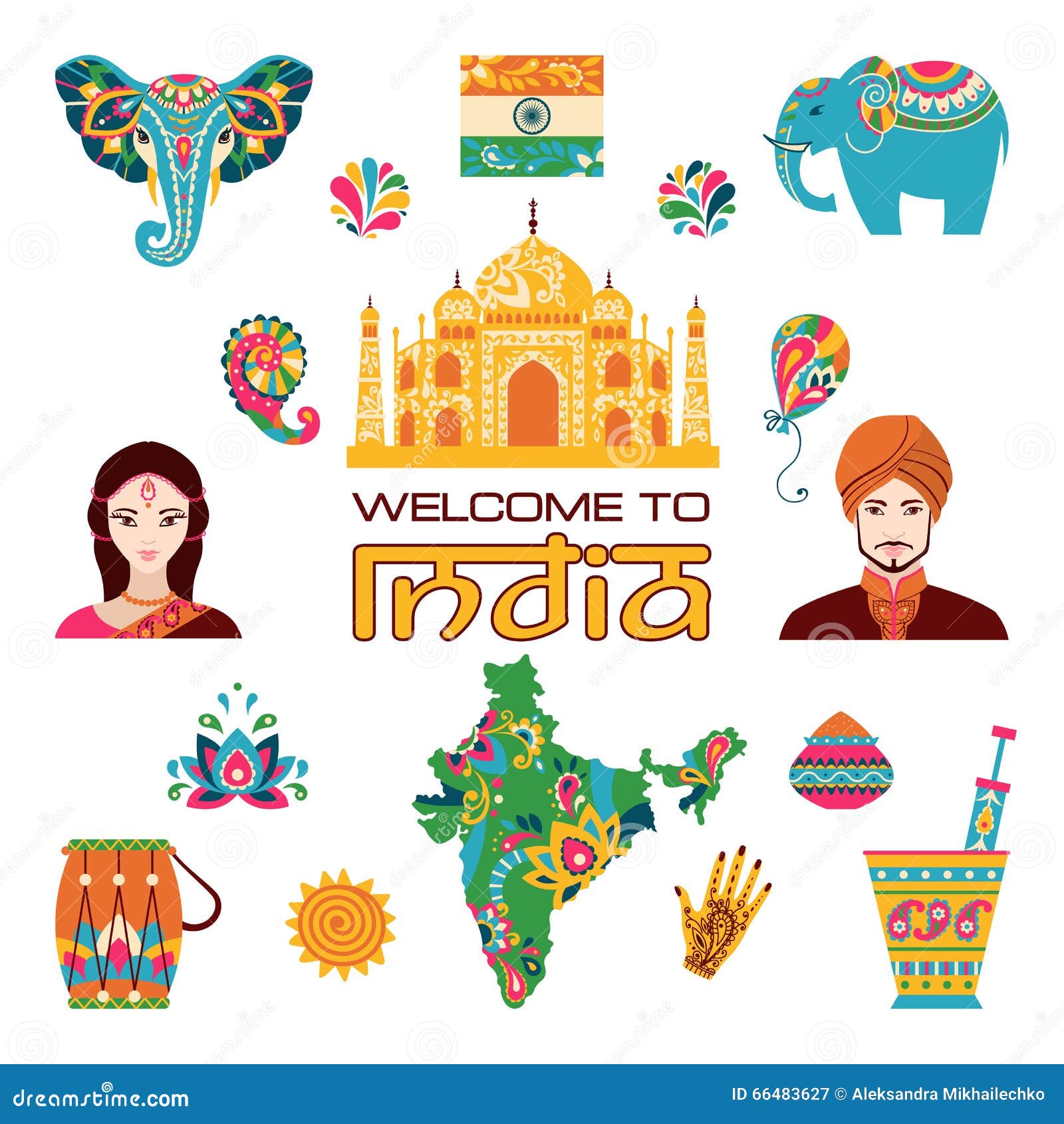 Set of Indian flat icons stock vector. Illustration of element - 66483627