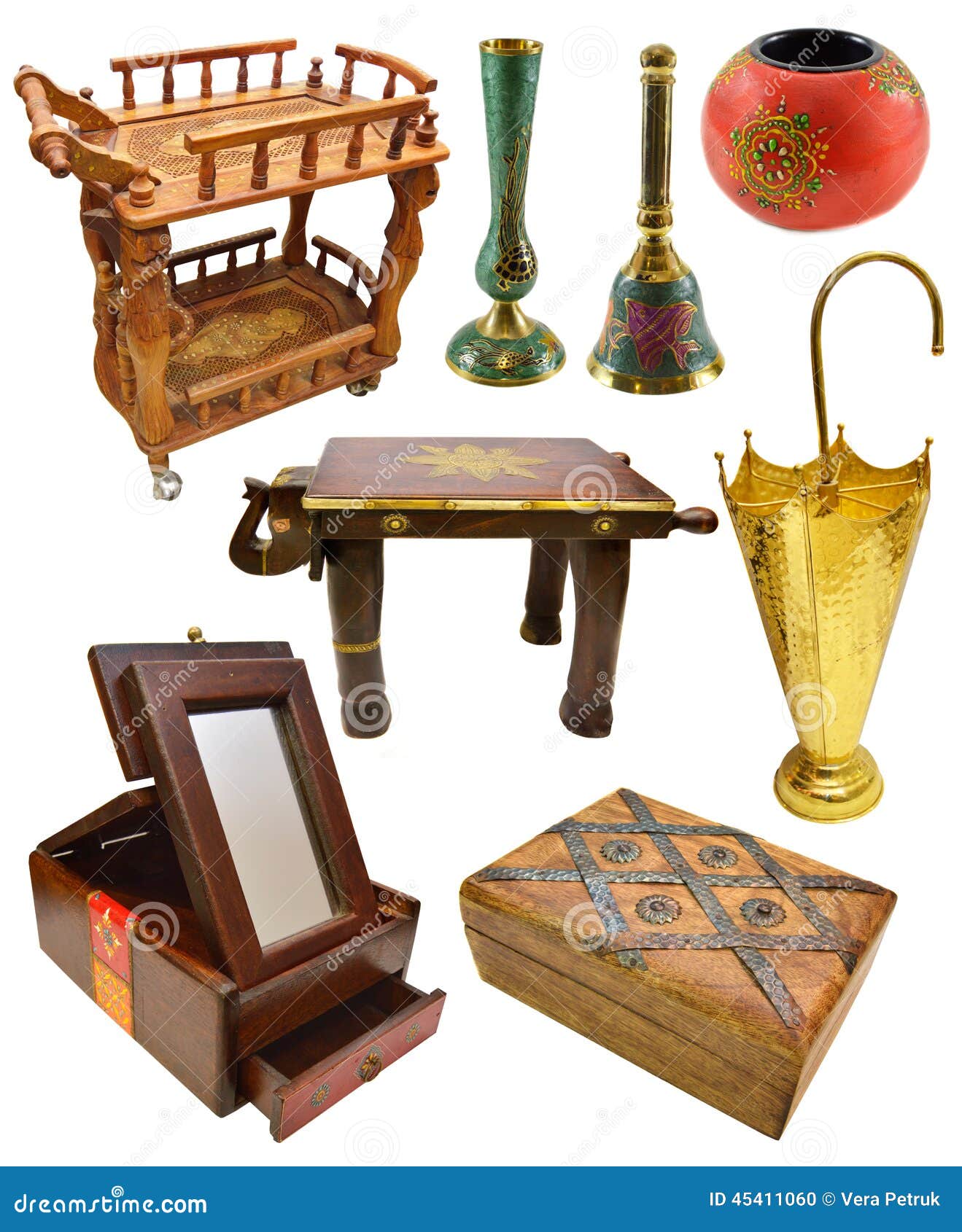Set of Indian Interior Objects and Furniture Stock Photo - Image of ...