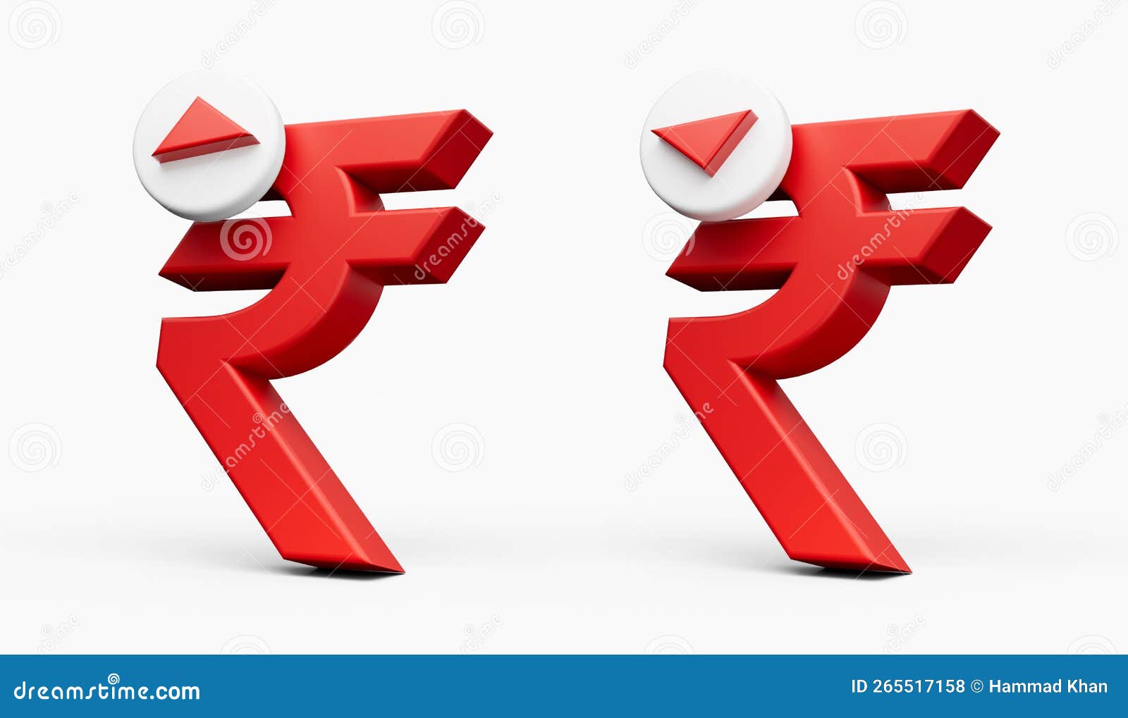 Set of Indian Rupee Symbol Increase and Decrease Icon. Money 3d Illustration Isolated on ...