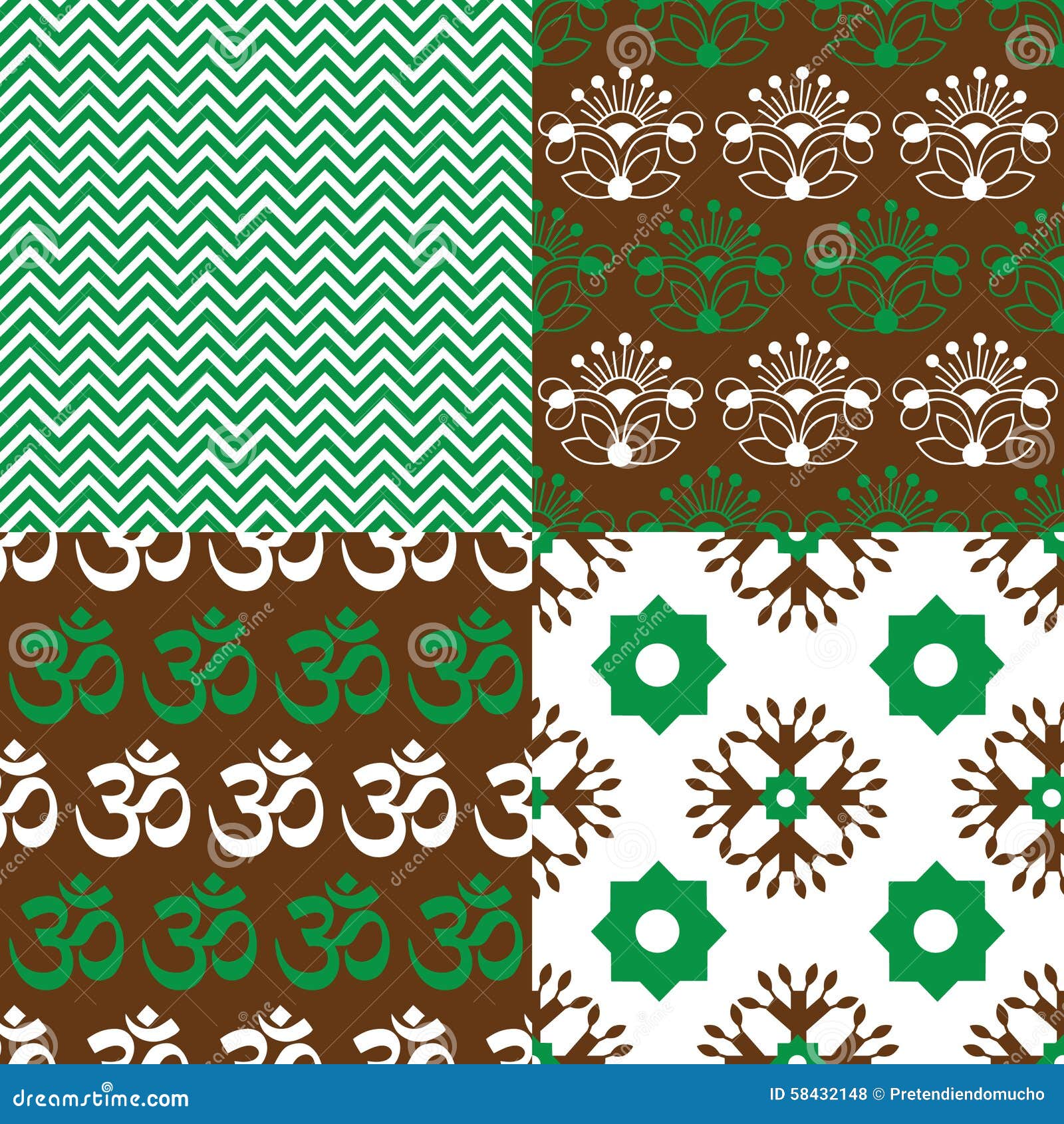 Set of Indian Seamless Patterns Stock Vector - Illustration of ...