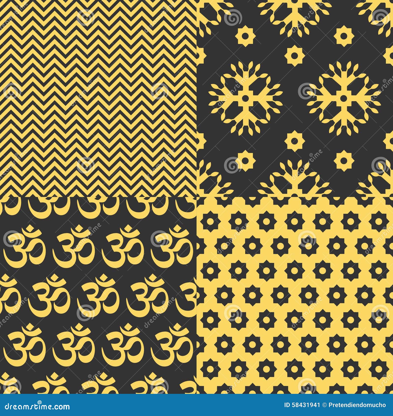 Set of Indian Seamless Patterns Stock Vector - Illustration of ...