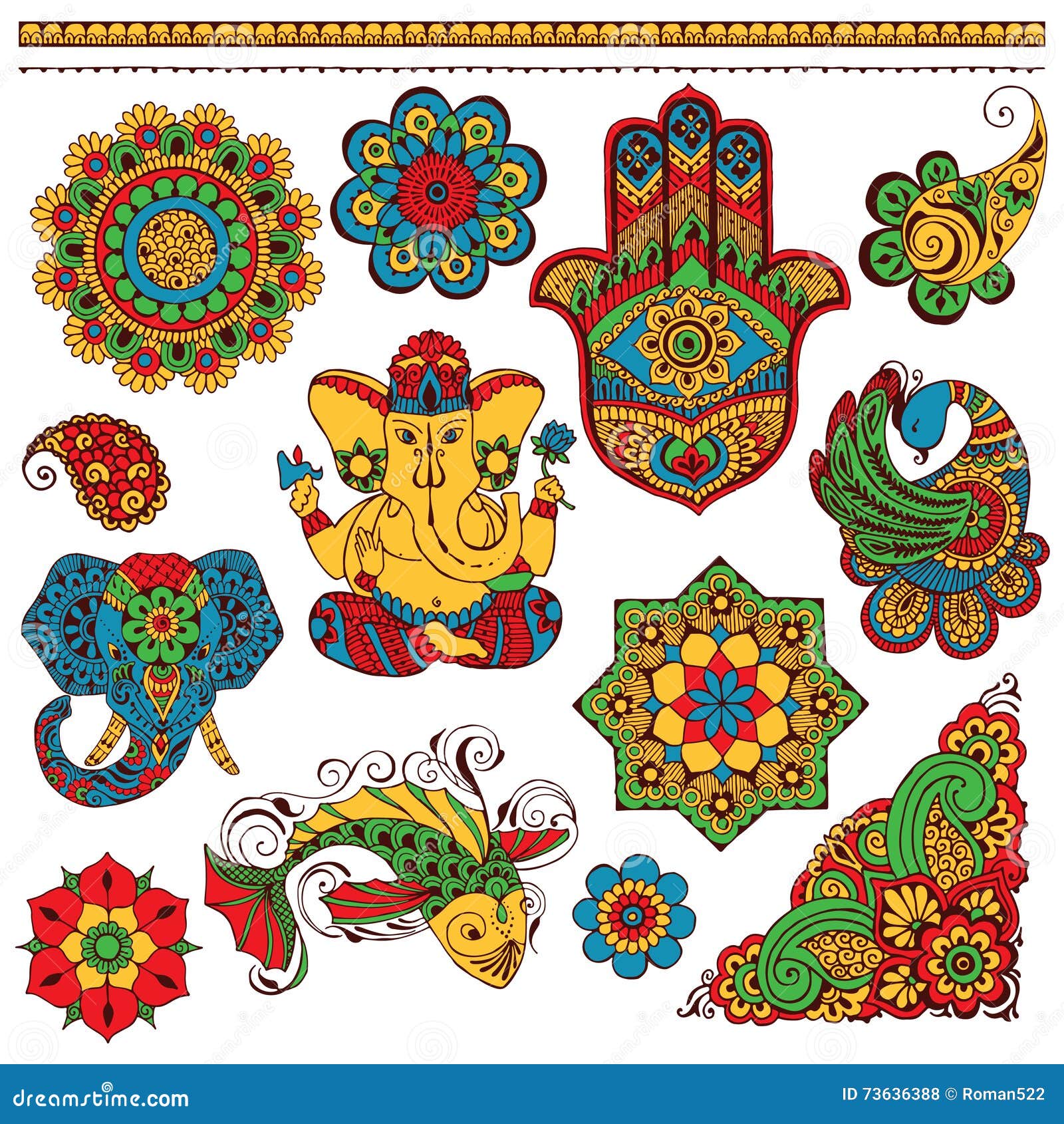 A Set of Indian Symbols for Design Stock Vector - Illustration of ...