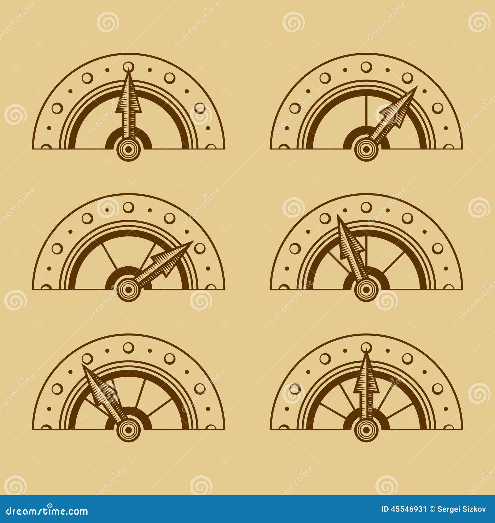 Set of Indicators in Retro Style. Vector Stock Vector - Illustration of ...