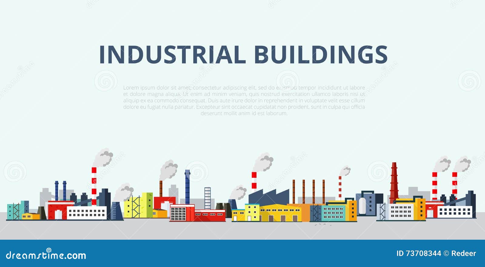 Set of Industrial Buildings Illustration. Template for Your Design ...