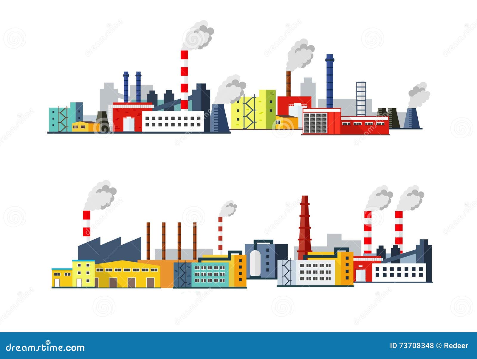 Set of Industrial Buildings Illustration. Template for Your Design ...