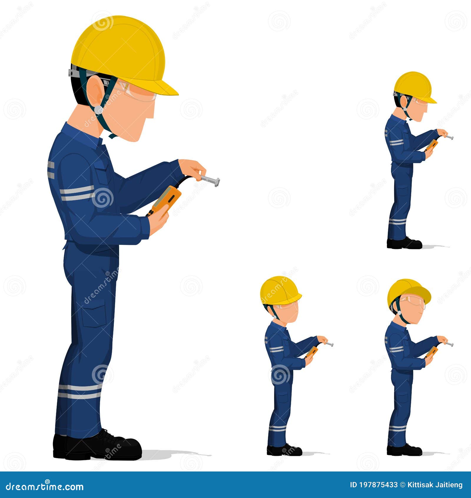Set of Industrial Inspector is Operating a Inspection Equipment Stock ...