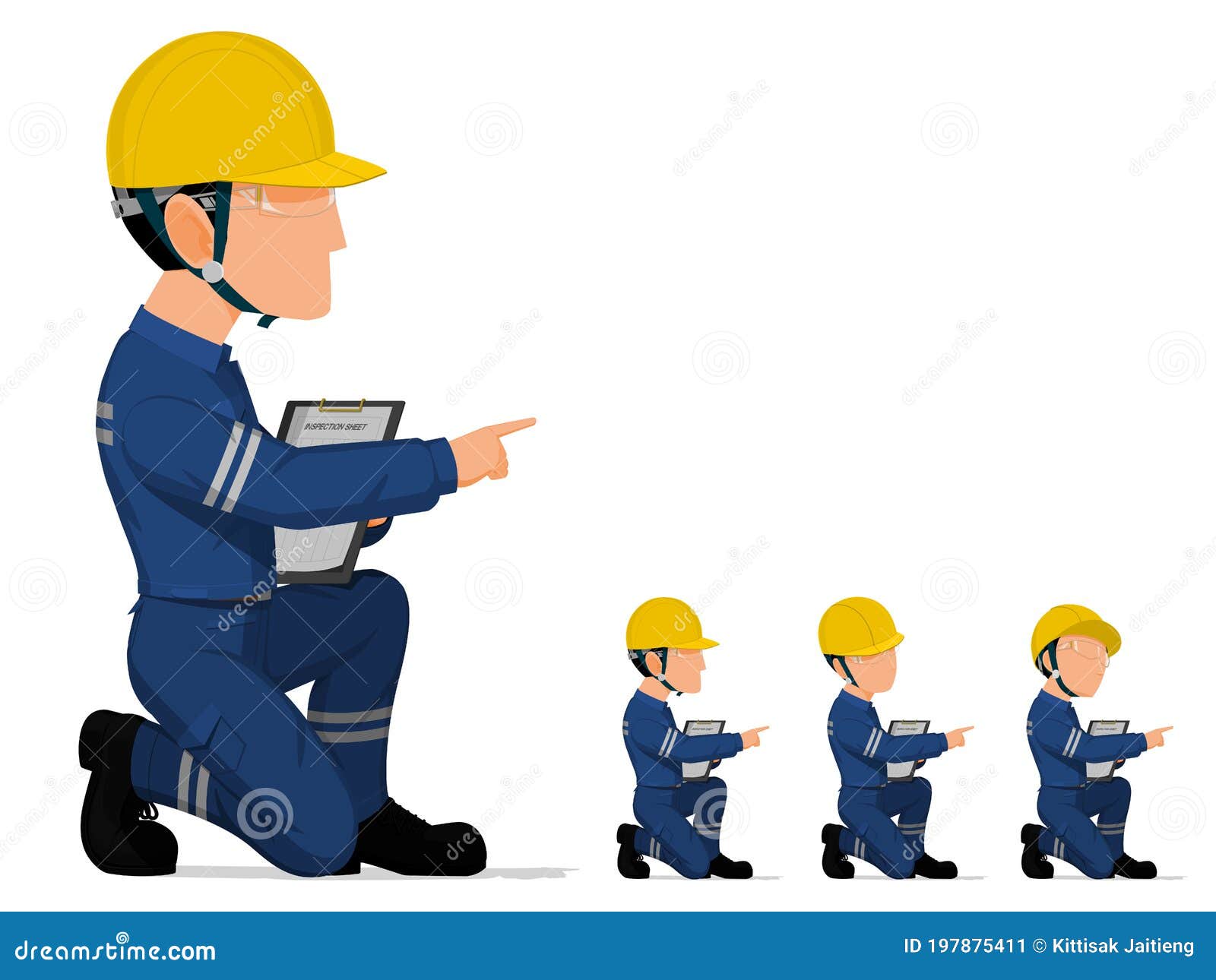 Set of Industrial Inspector is Pointing To Something Stock Vector ...