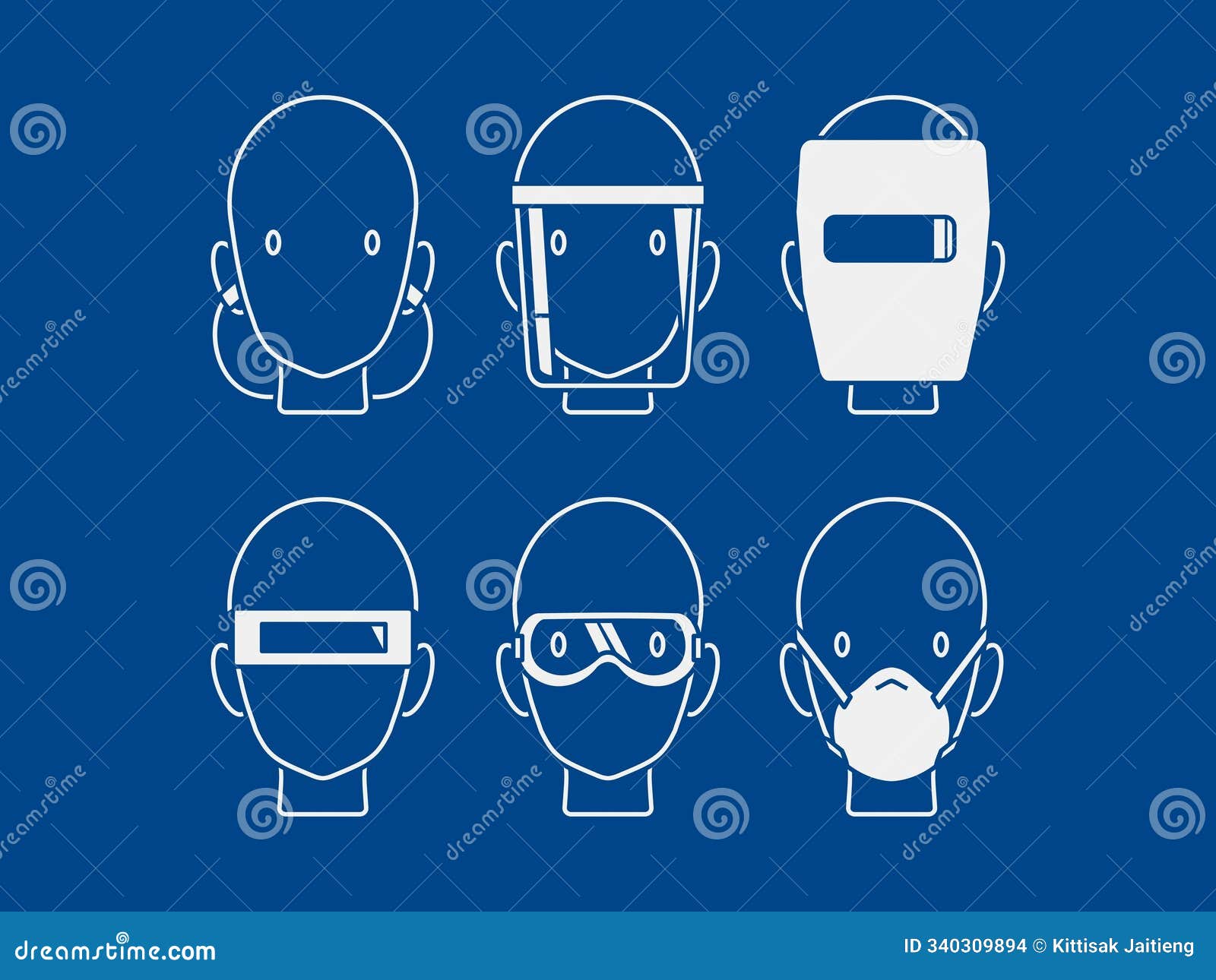 Set of Industrial PPE Icon on Blue Background Stock Vector ...