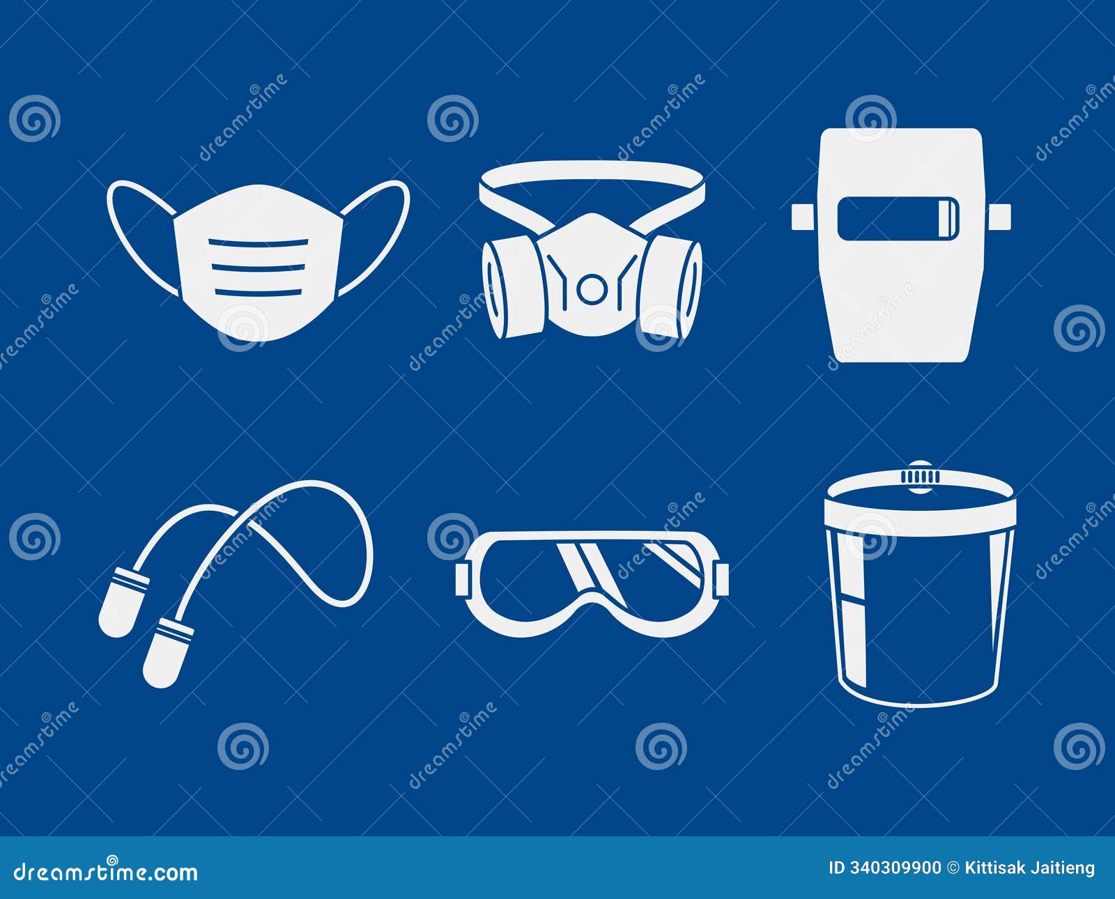 Set of Industrial PPE Icon on Blue Background Stock Vector ...