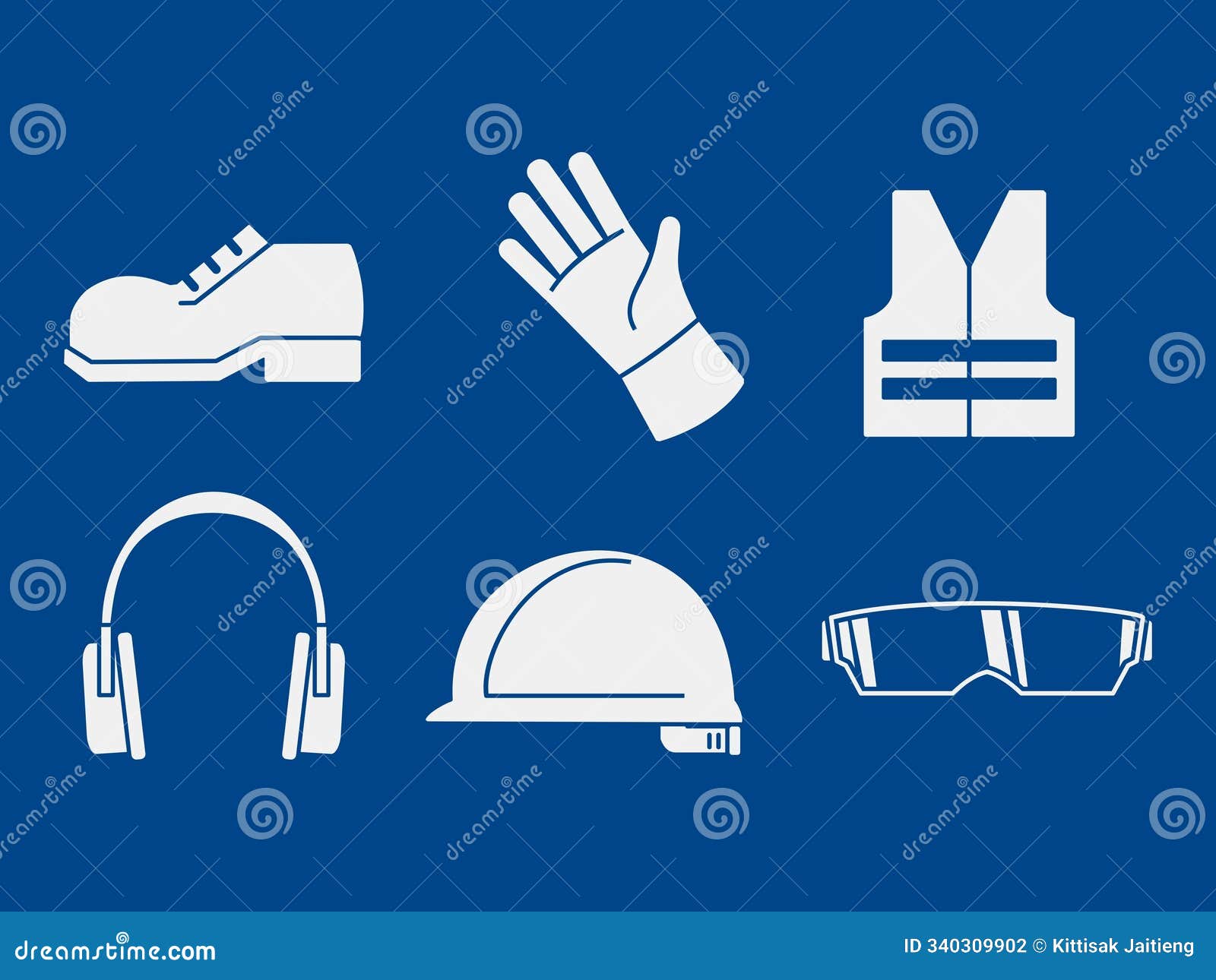Set of Industrial PPE Icon on Blue Background Stock Vector ...