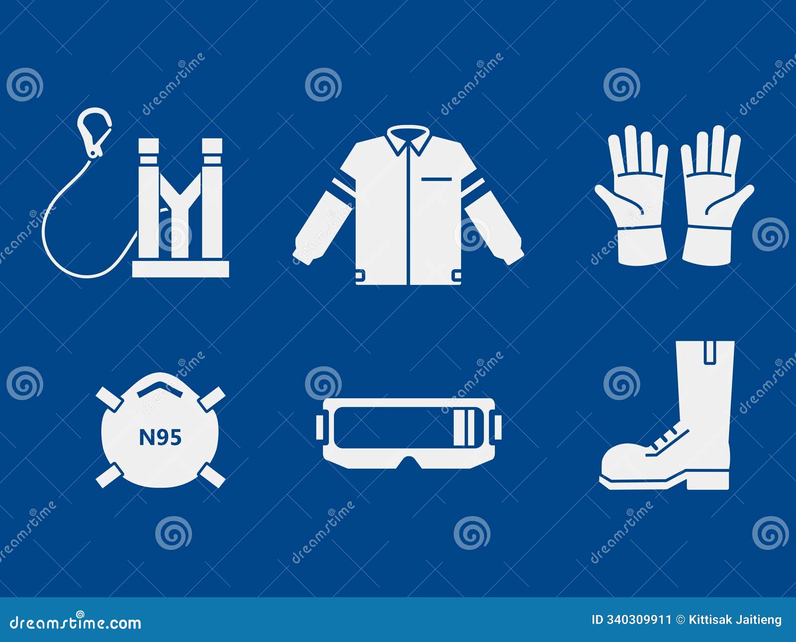 Set of Industrial PPE Icon on Blue Background Stock Vector ...
