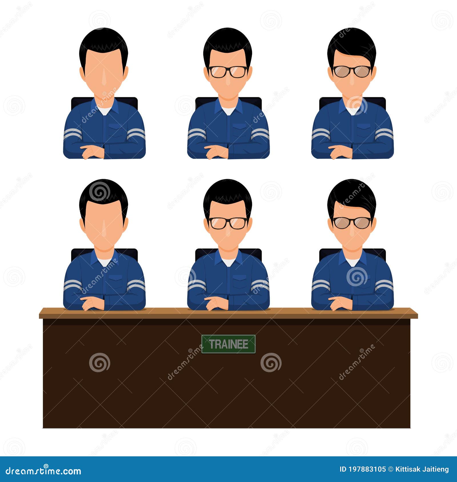 Set of Industrial Trainee Sit on the Chair Stock Vector - Illustration ...