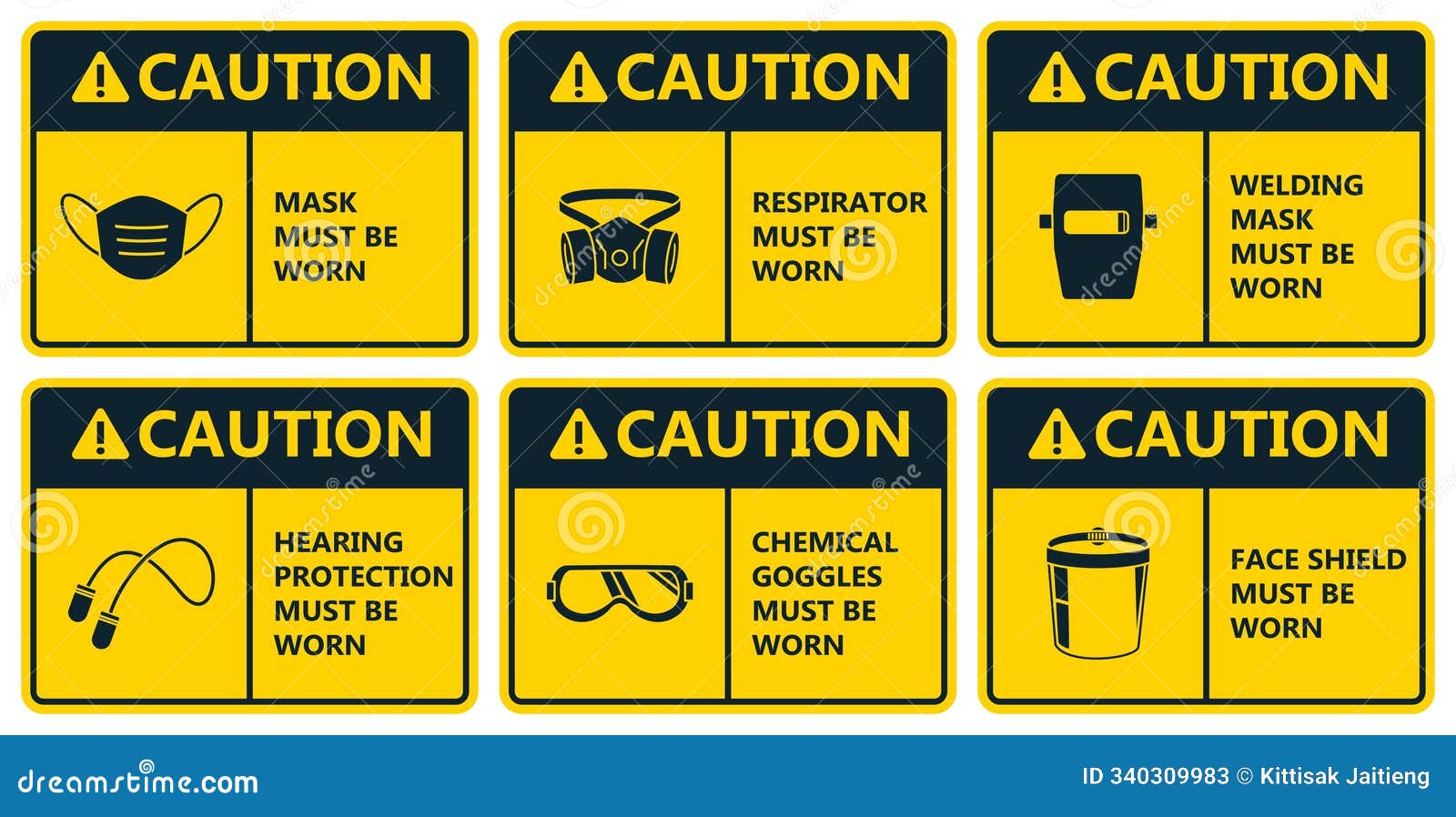 Set of Industrial Warning Sign on White Background Stock Vector ...