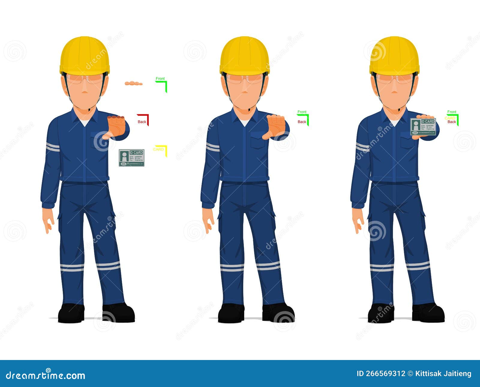 Set of Industrial Worker is Presenting a Card Stock Vector ...