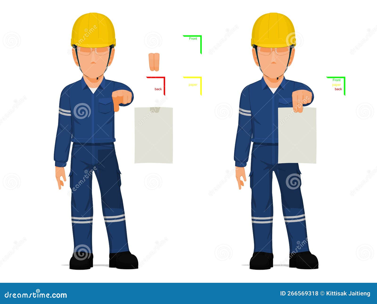 Set of Industrial Worker is Presenting a Piece of Paper Stock Vector ...