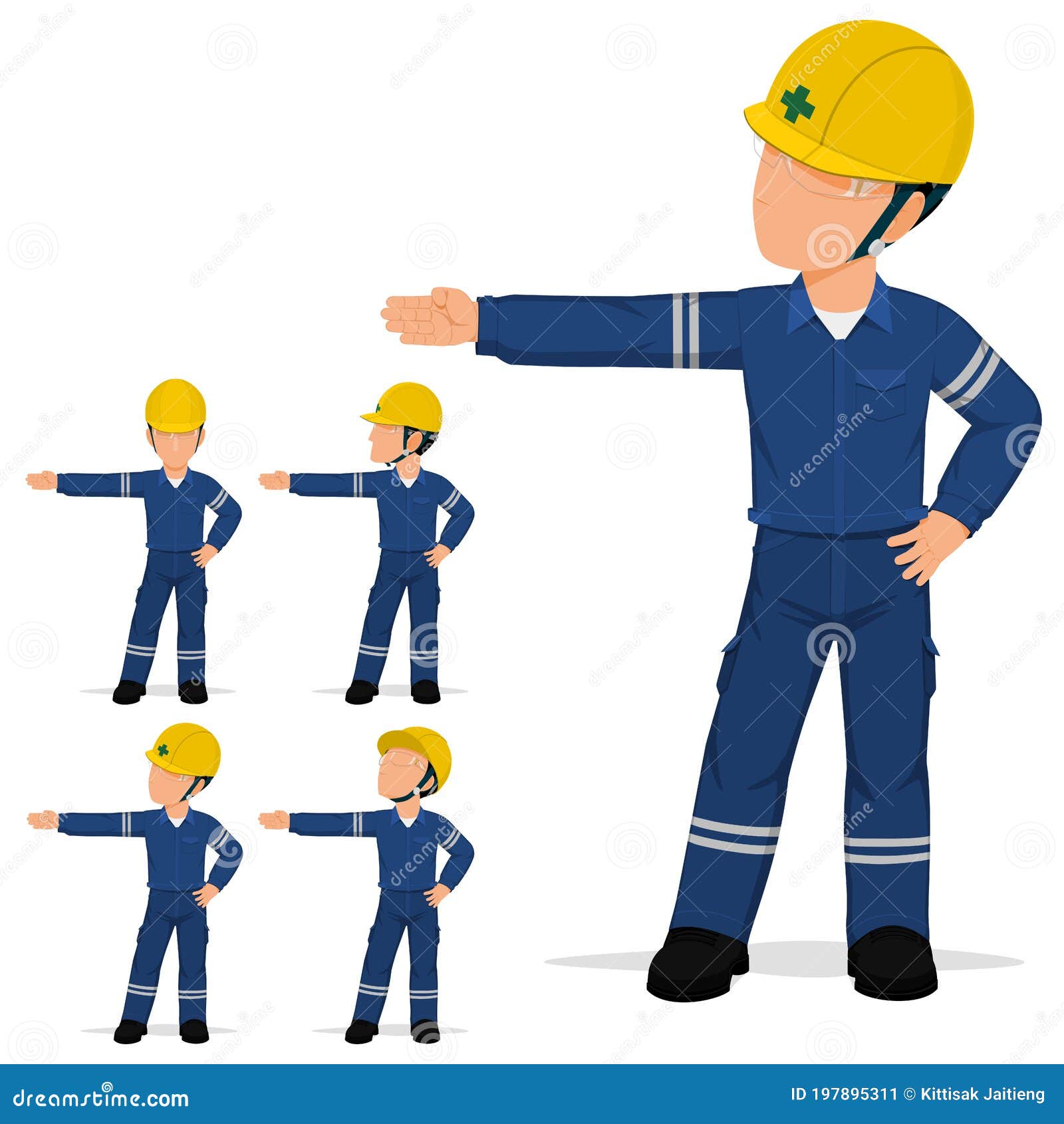 Set of Industrial Worker is Presenting Something Stock Vector ...