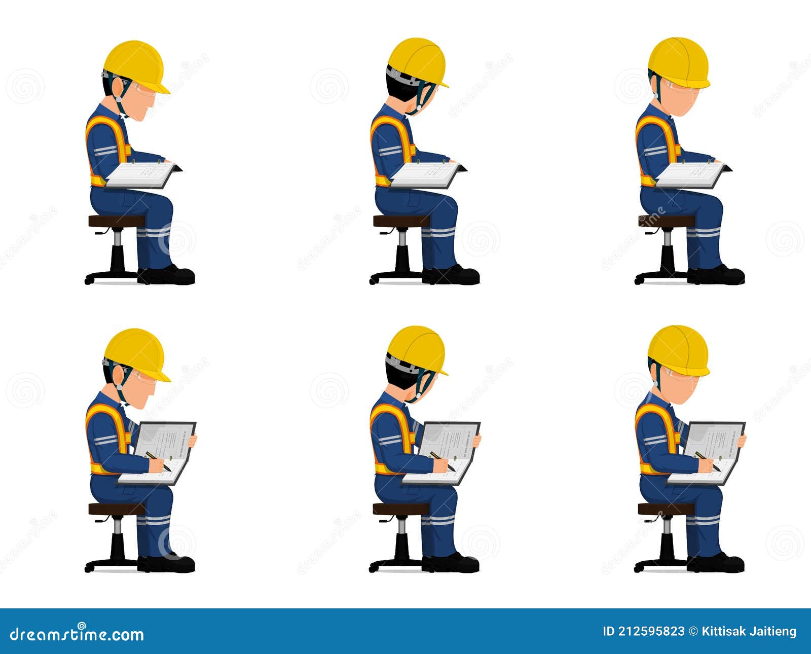 Set of Industrial Worker is Working with His Document Stock Vector ...