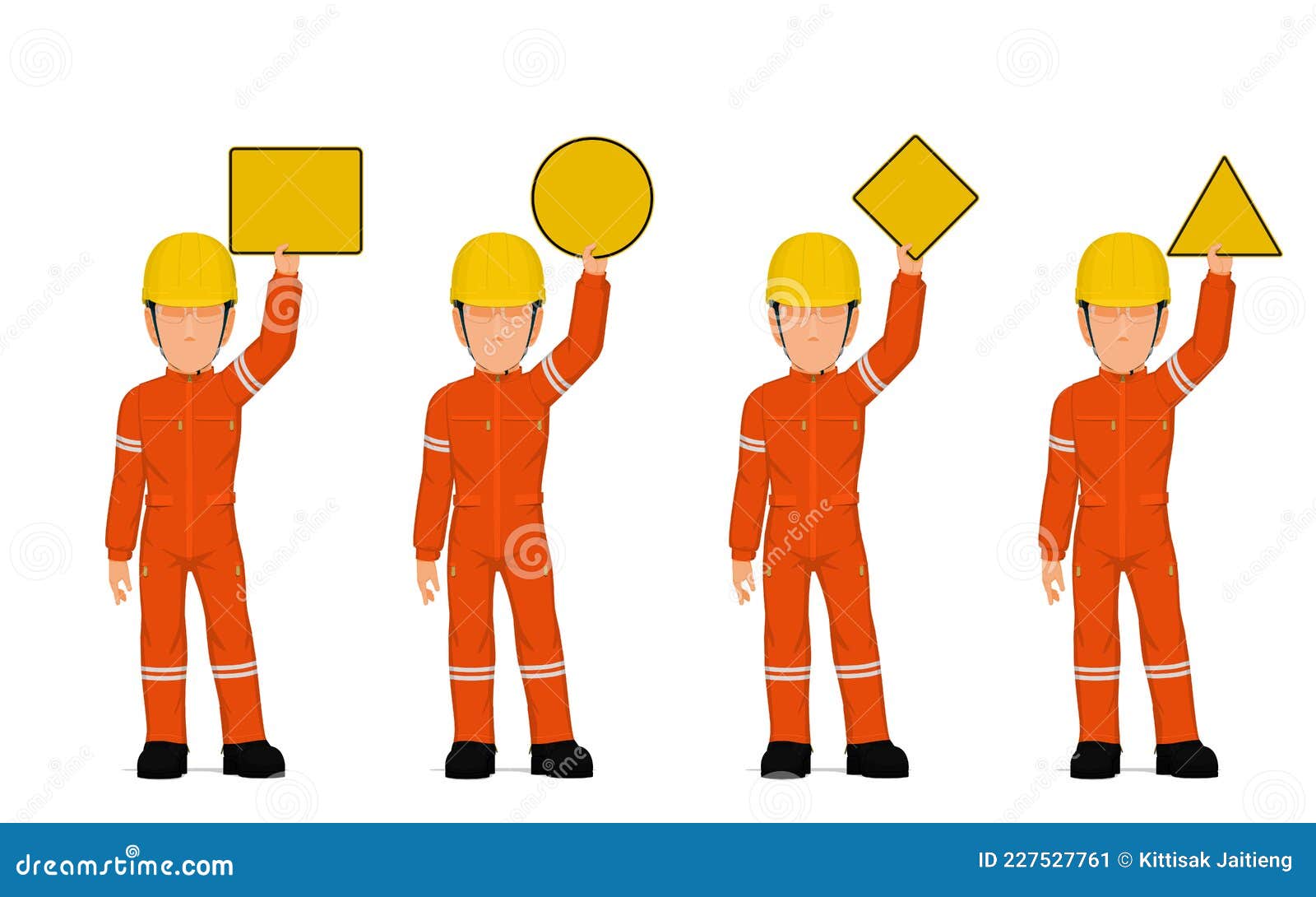 Set of Industrial Workers are Raising Empty Sign Overhead Stock Vector ...