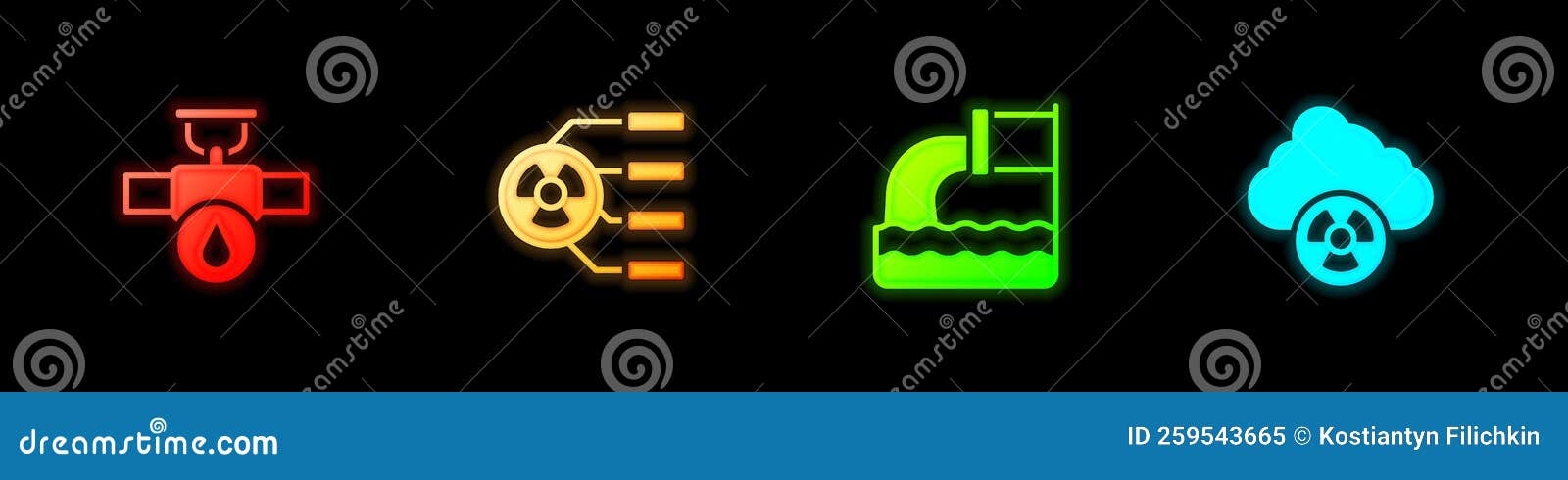 Set Industry Pipe and Valve, Radioactive, Wastewater and Acid Rain ...