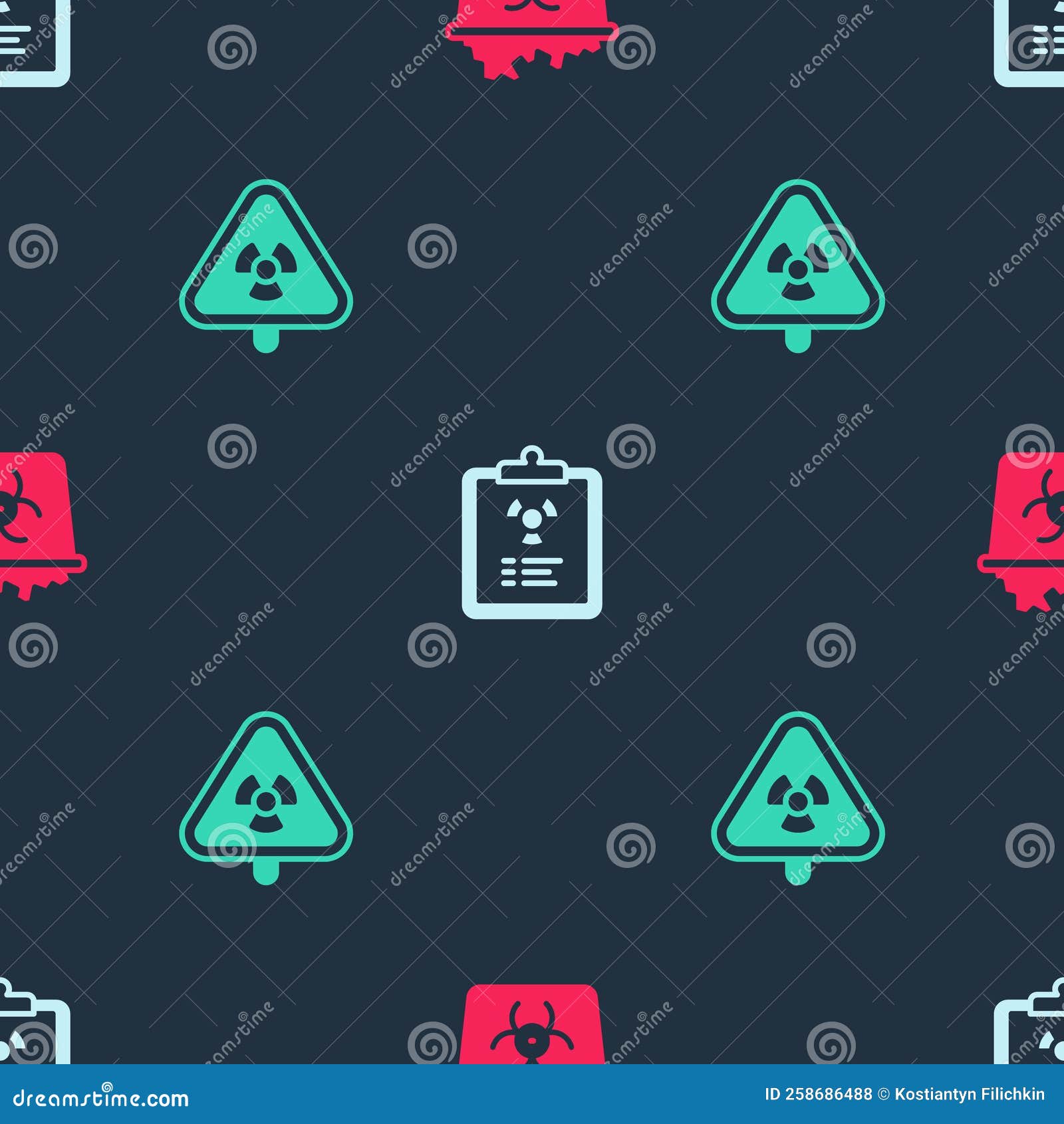 Set Infectious Waste, Radiation Warning Document and Triangle with ...