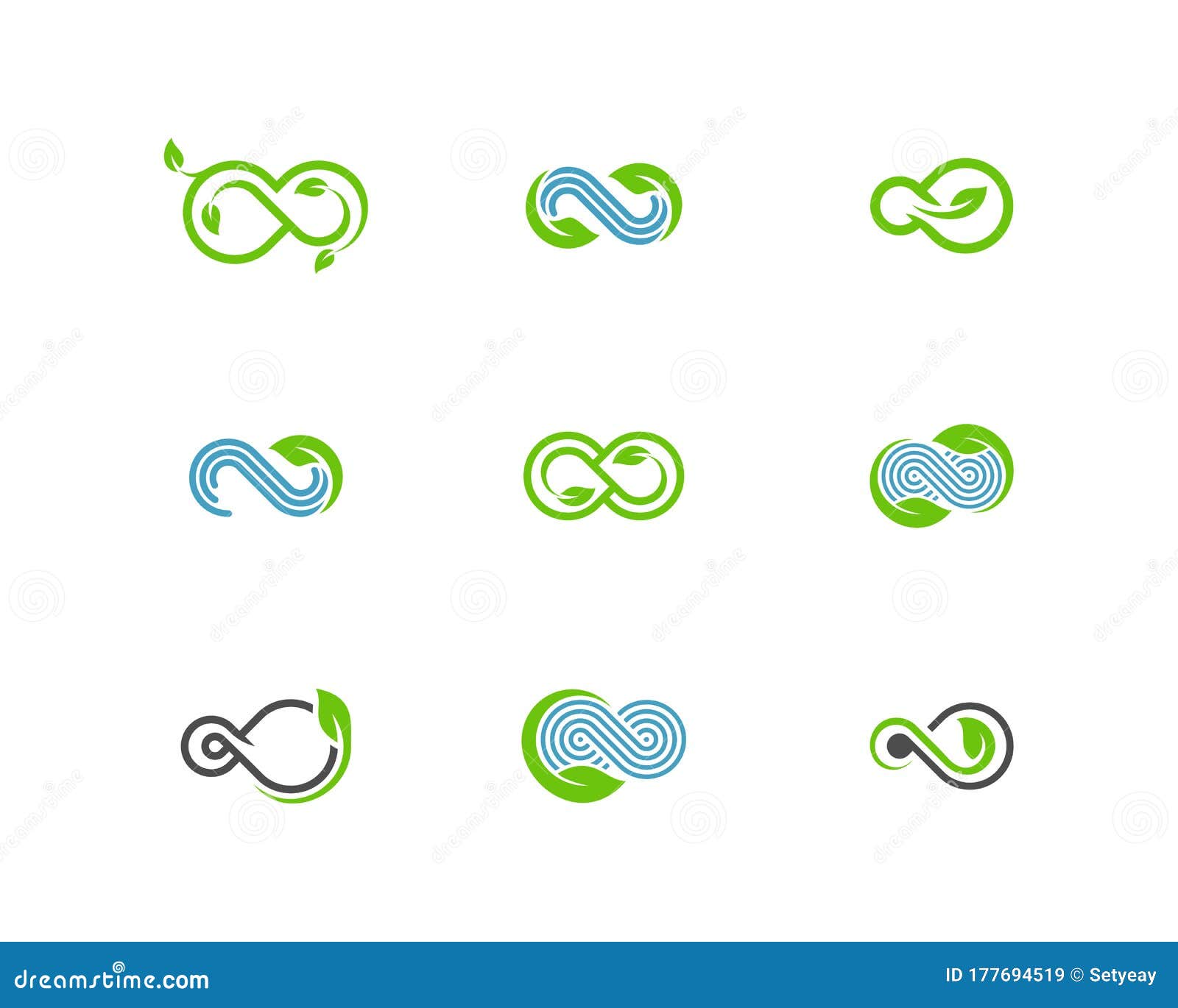 Set of Infinity Leaf Logo Vector Template, Creative Infinity Logo ...