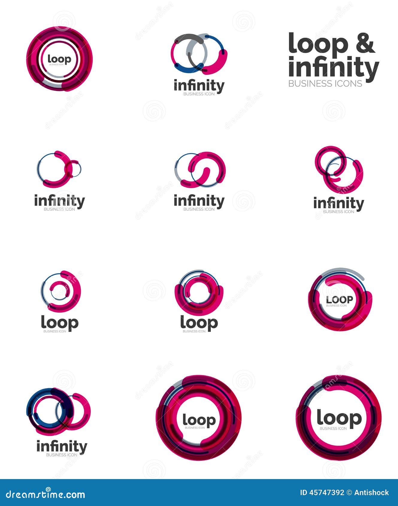 Set of Infinity and Loop Business Logos Stock Vector - Illustration of ...