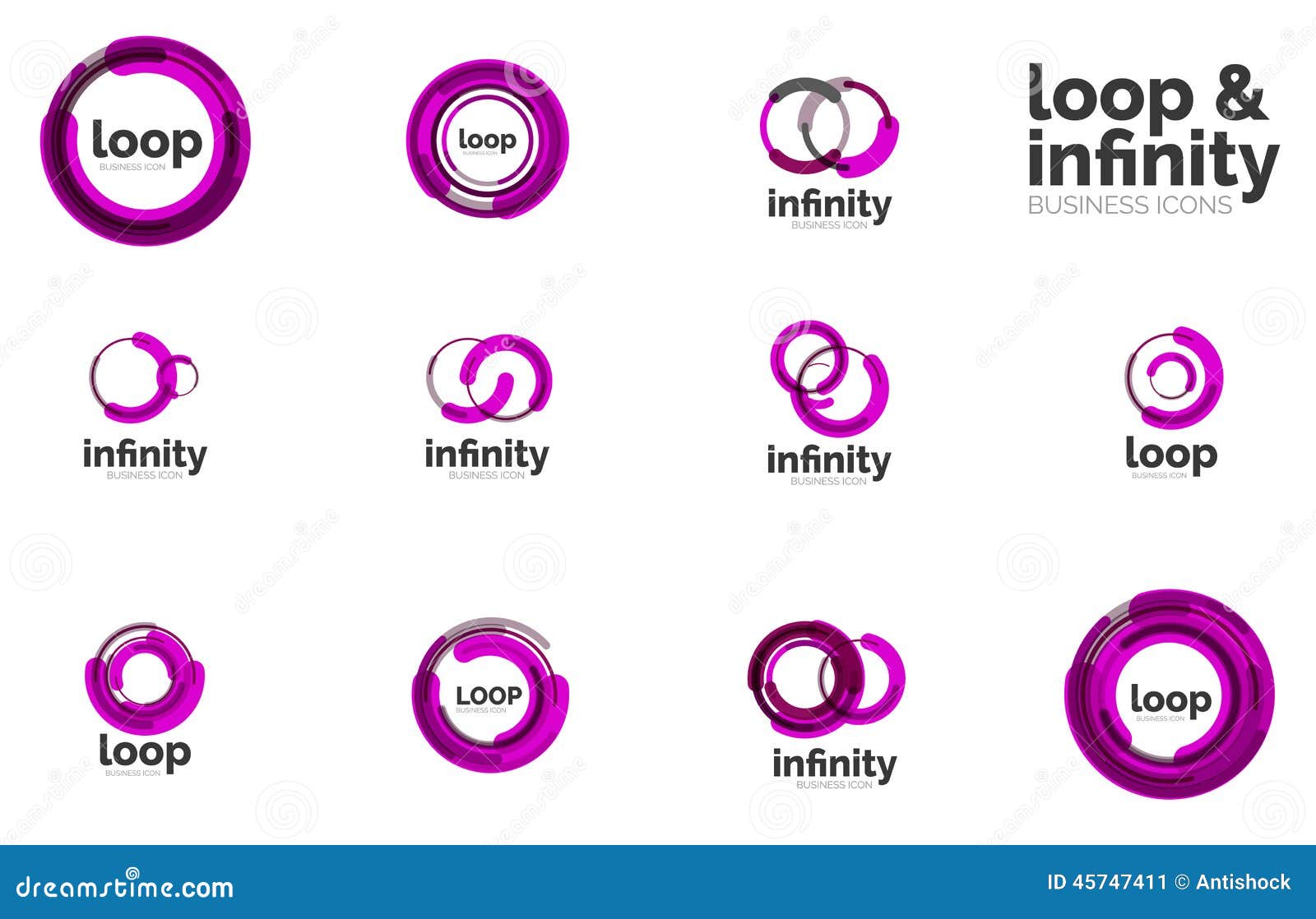 Set Of Infinity And Loop Business Logos Cartoon Vector | CartoonDealer ...