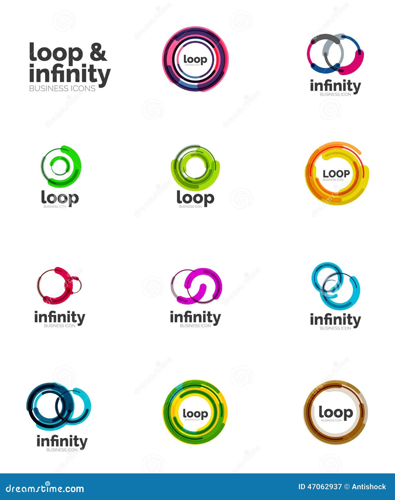 Set of Infinity and Loop Business Logos Stock Vector - Illustration of ...