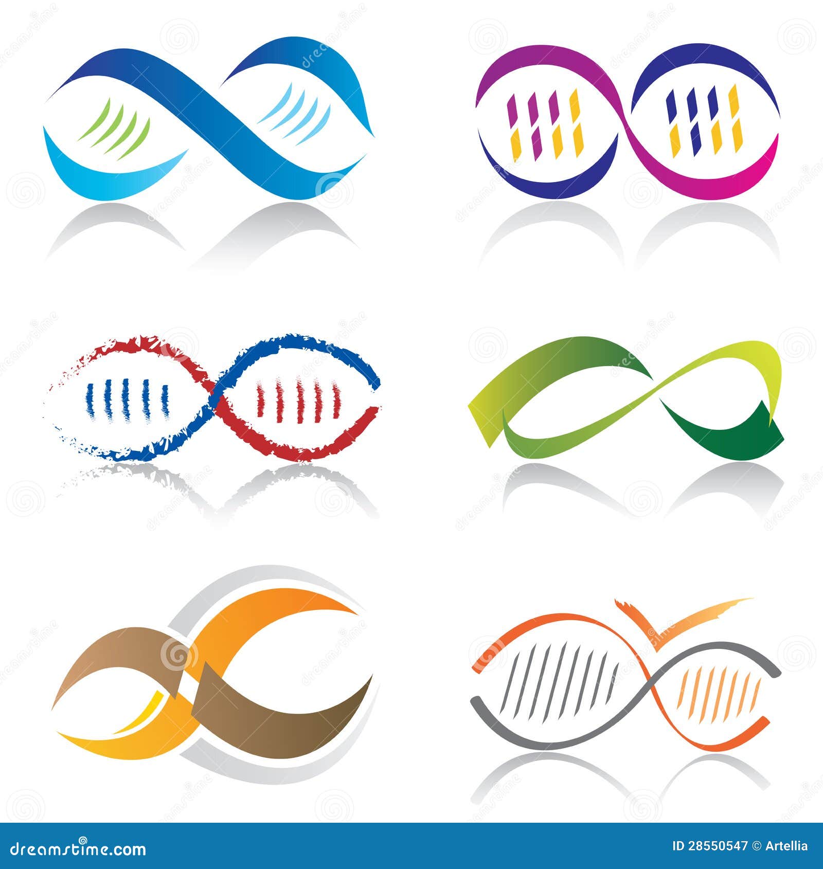 Set Of Infinity Symbol Icons / DNA Molecule Icons Cartoon Vector ...