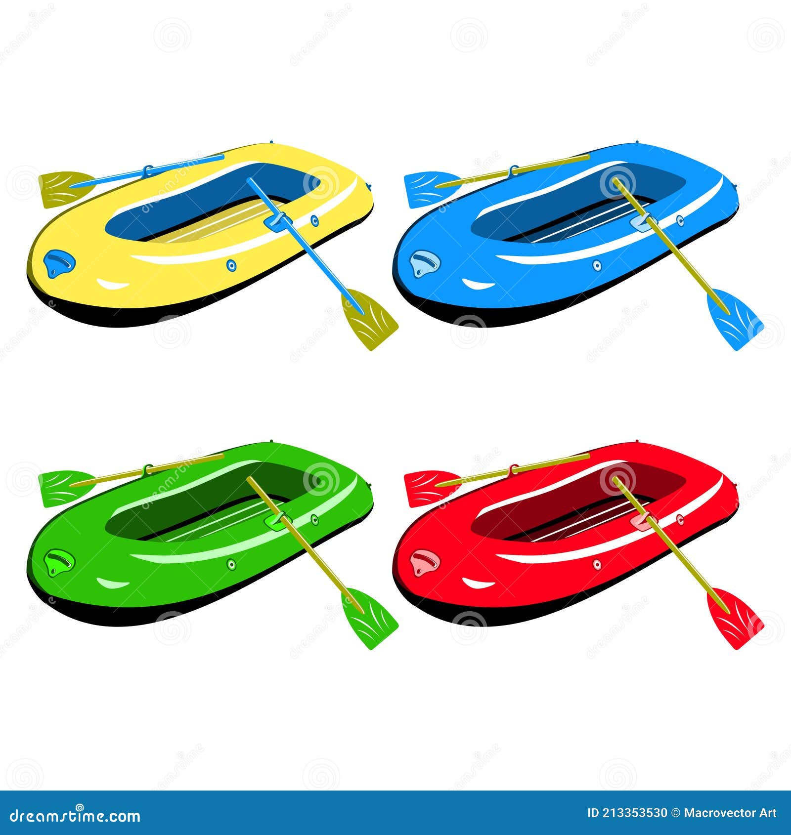 Set of Inflatable Rubber Boats in Different Colors Isolated Stock ...