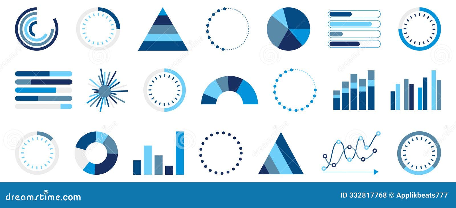 Set of Infographic Chart Elements. Blue Diagram Chart Elements Stock ...