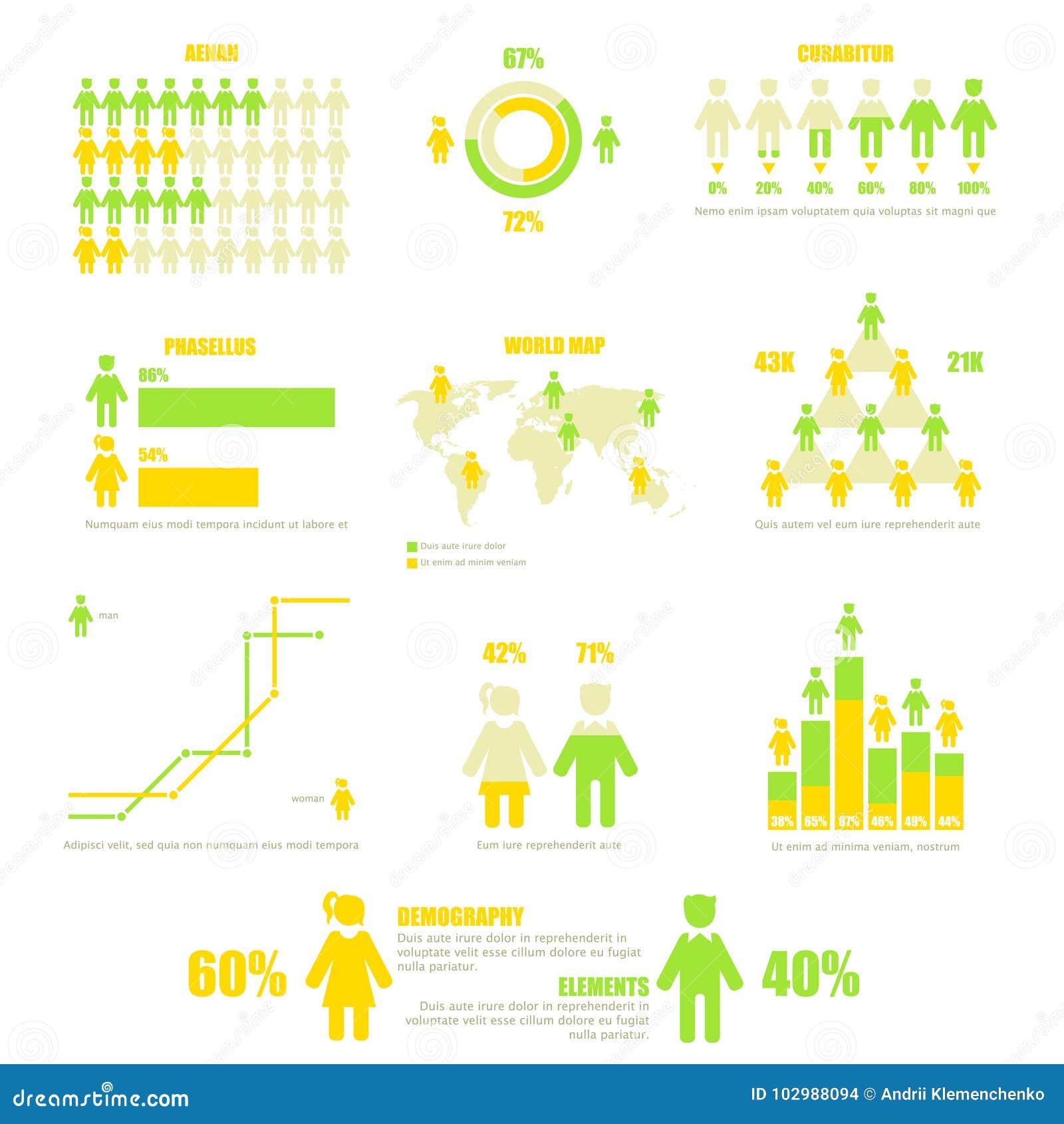 Set of Infographic Demography Elements. Stock Vector - Illustration of ...
