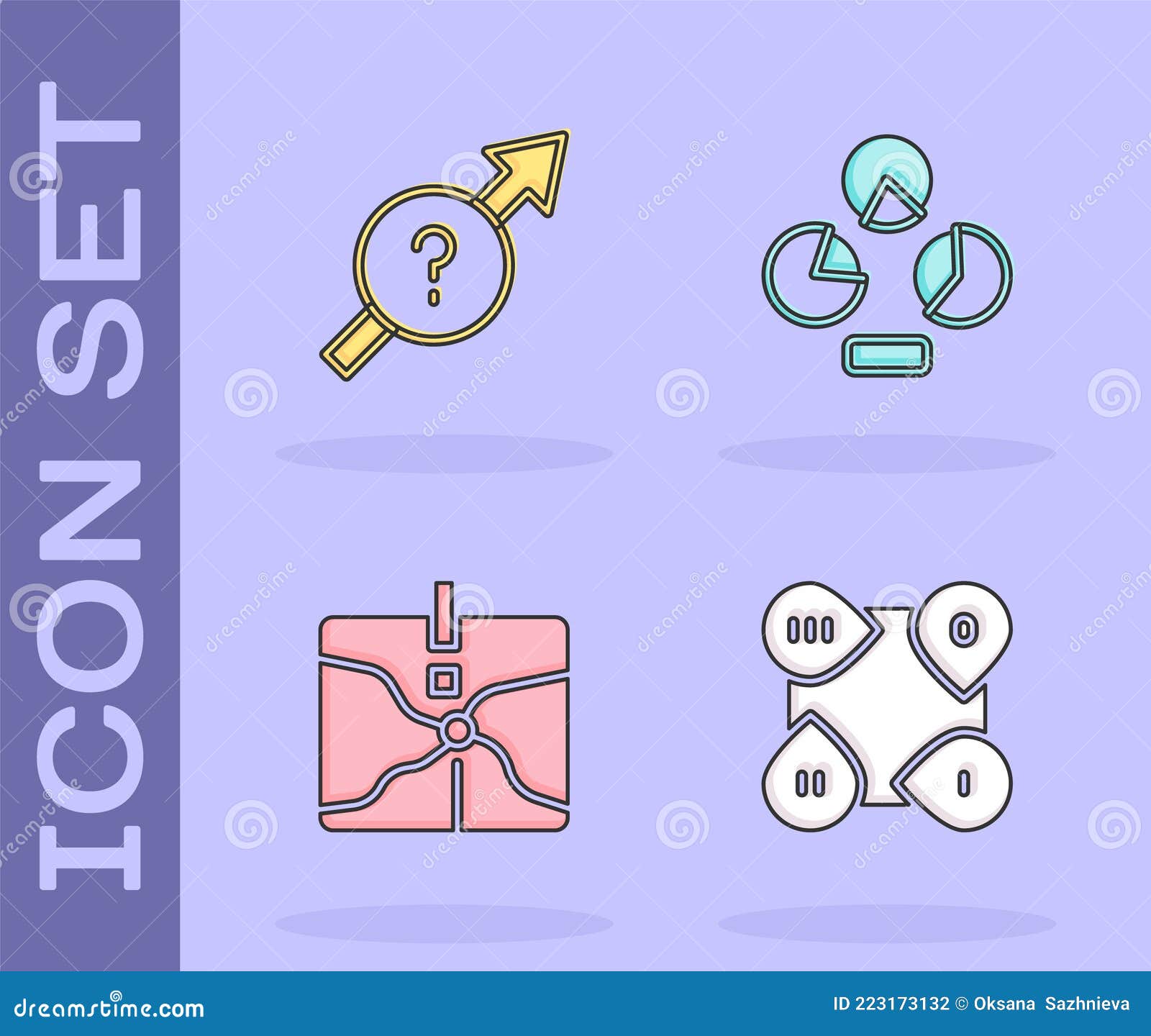 Set Infographic Element, Arrow, Intersection Point and Pie Chart ...
