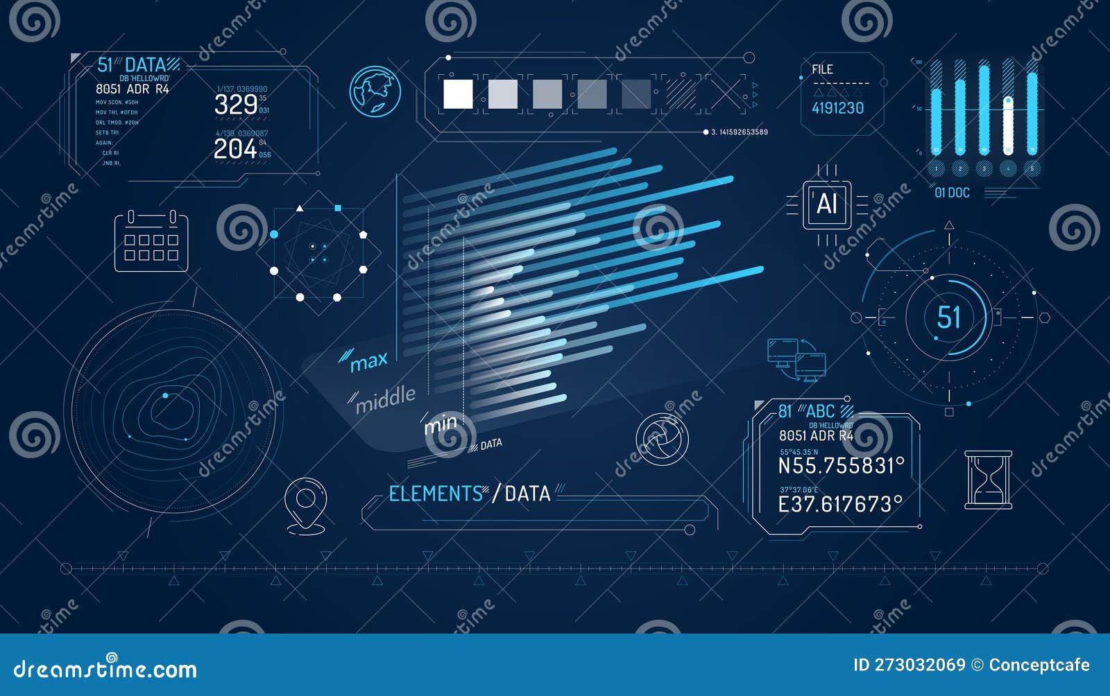 Set of Infographic Elements about Data Exchange and Geolocation. Stock ...