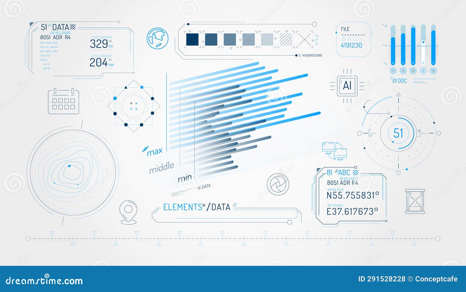 Set of Infographic Elements about Data Exchange and Geolocation. Stock ...