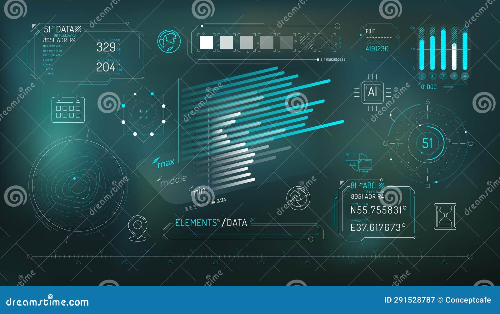 Set of Infographic Elements about Data Exchange and Geolocation. Stock ...