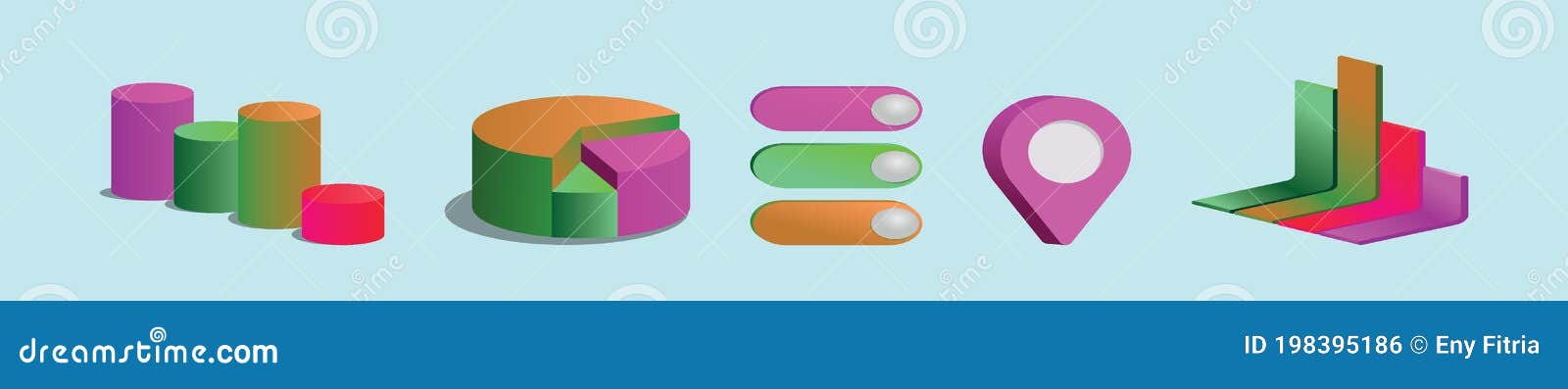 Set of Infographic Elements Data Visualization Cartoon Icon Design ...