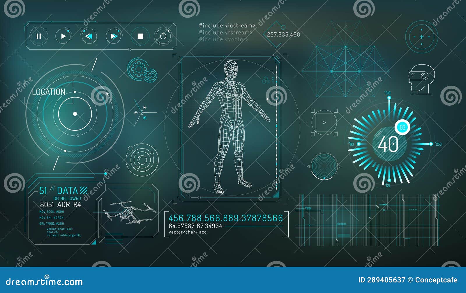 Set of Infographic Elements about Drone Control and Augmented Reality ...