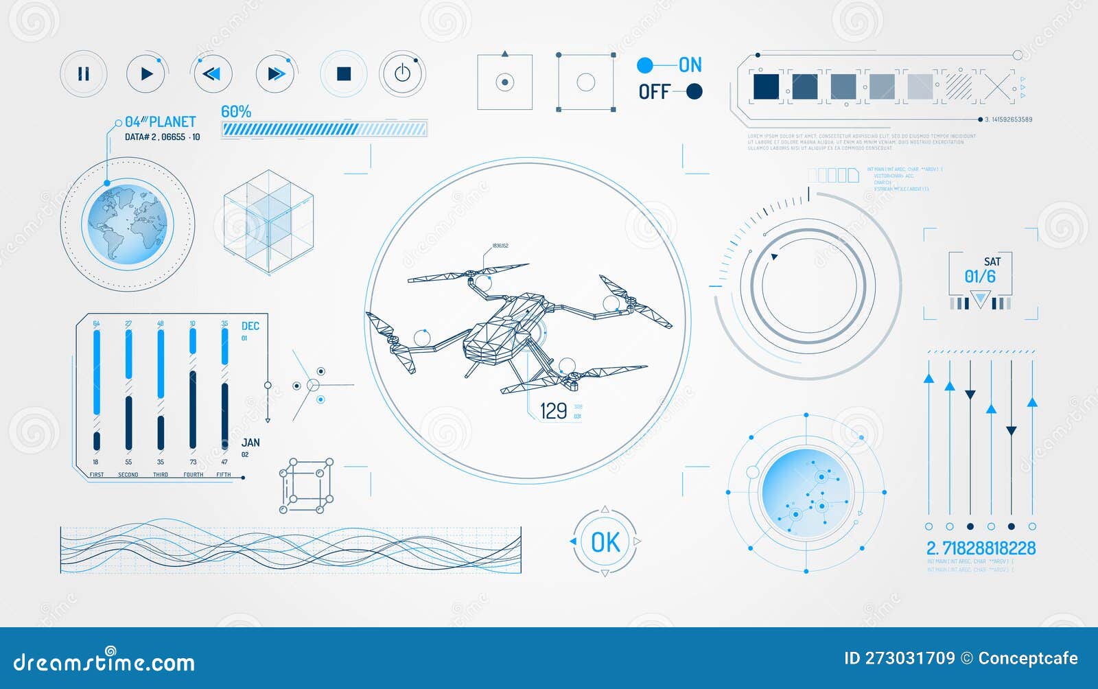 Set of Infographic Elements about Drone and Geolocation. Stock Vector ...